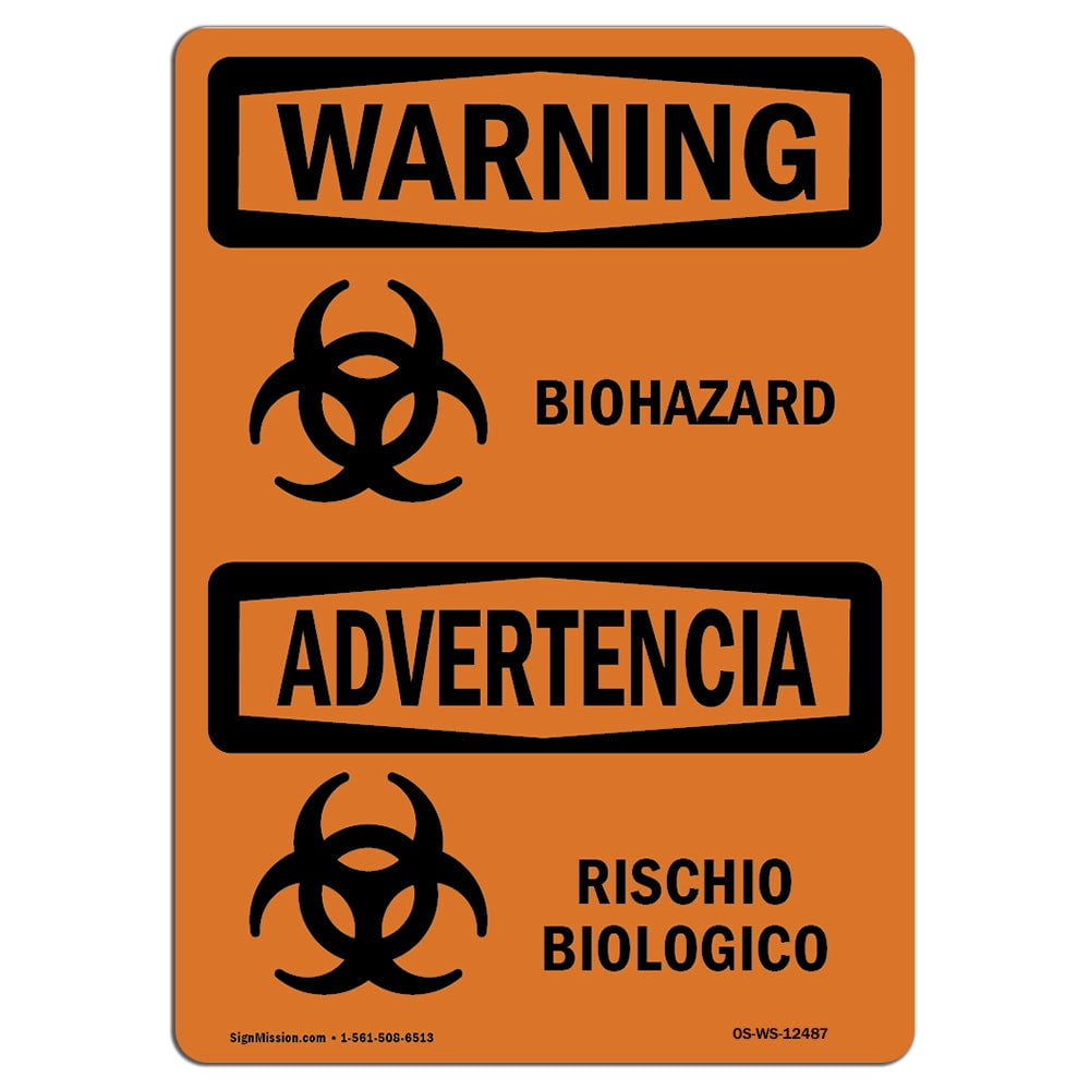 OSHA WARNING Sign - Biohazard Bilingual | Plastic Sign | Protect Your ...