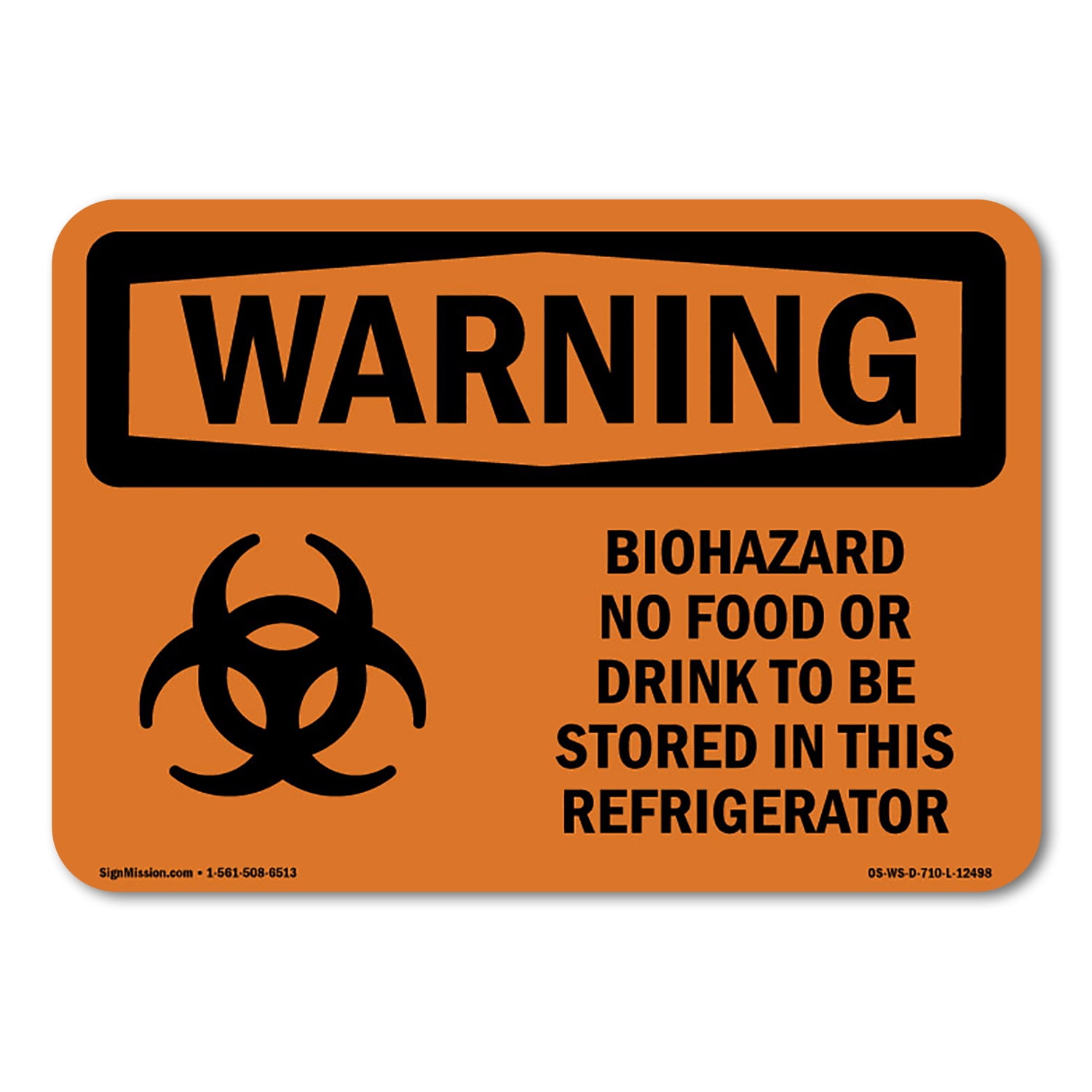 OSHA WARNING Sign - Biohazard No Food Or Drink | Plastic Sign | Protect ...