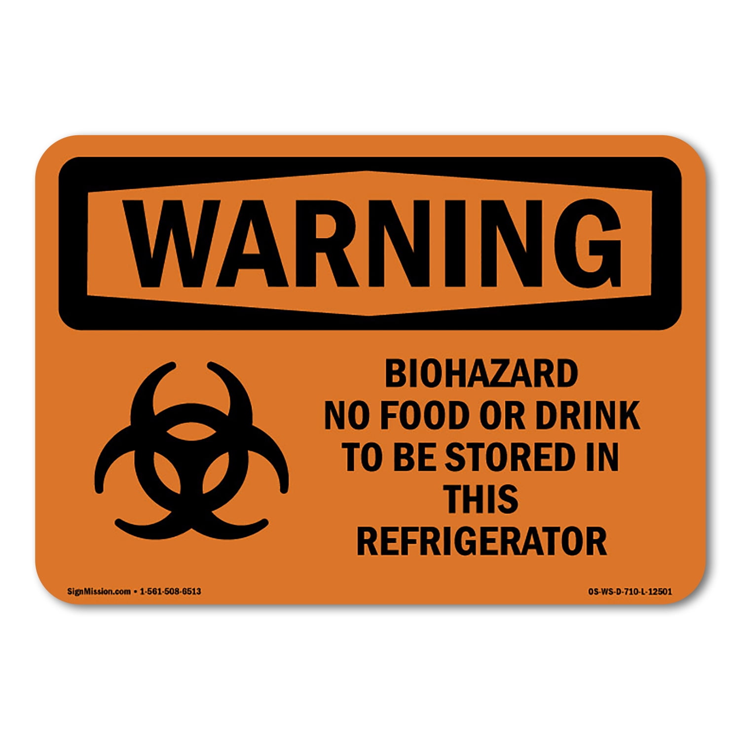 OSHA WARNING Sign - Biohazard No Food Or With Symbol | Decal | Protect ...