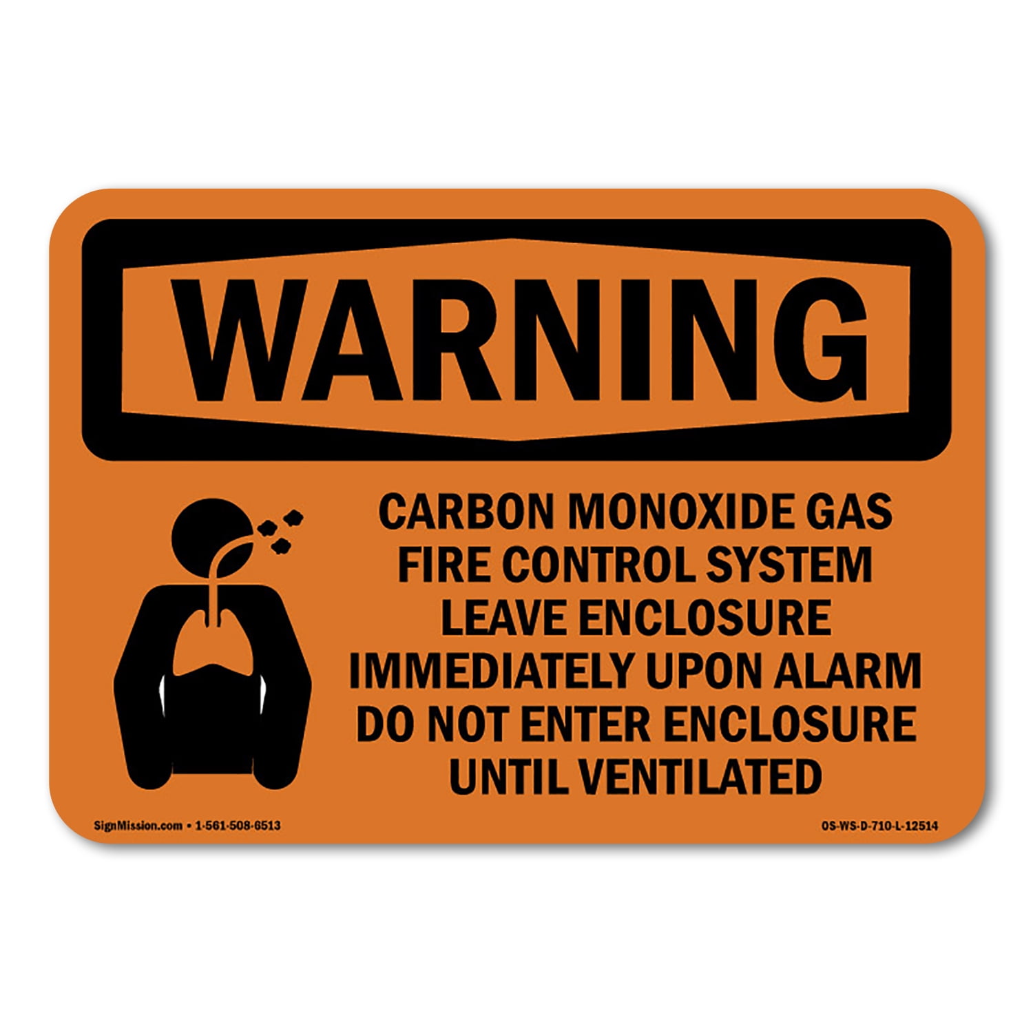 OSHA WARNING Sign - Carbon Dioxide Gas Fire With Symbol | Plastic Sign ...