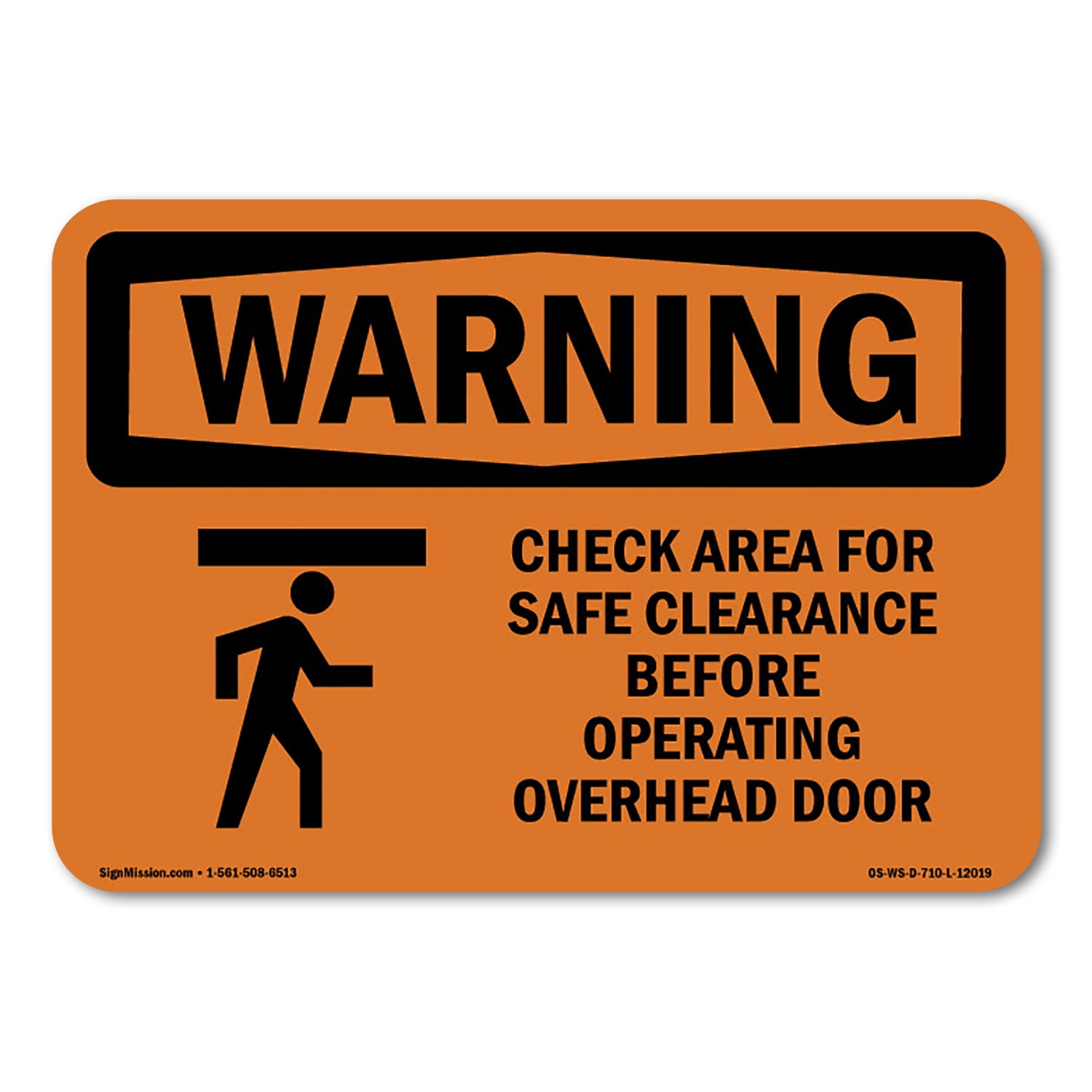 OSHA WARNING Sign - Check Area For Safe Clearance With Symbol | Plastic ...