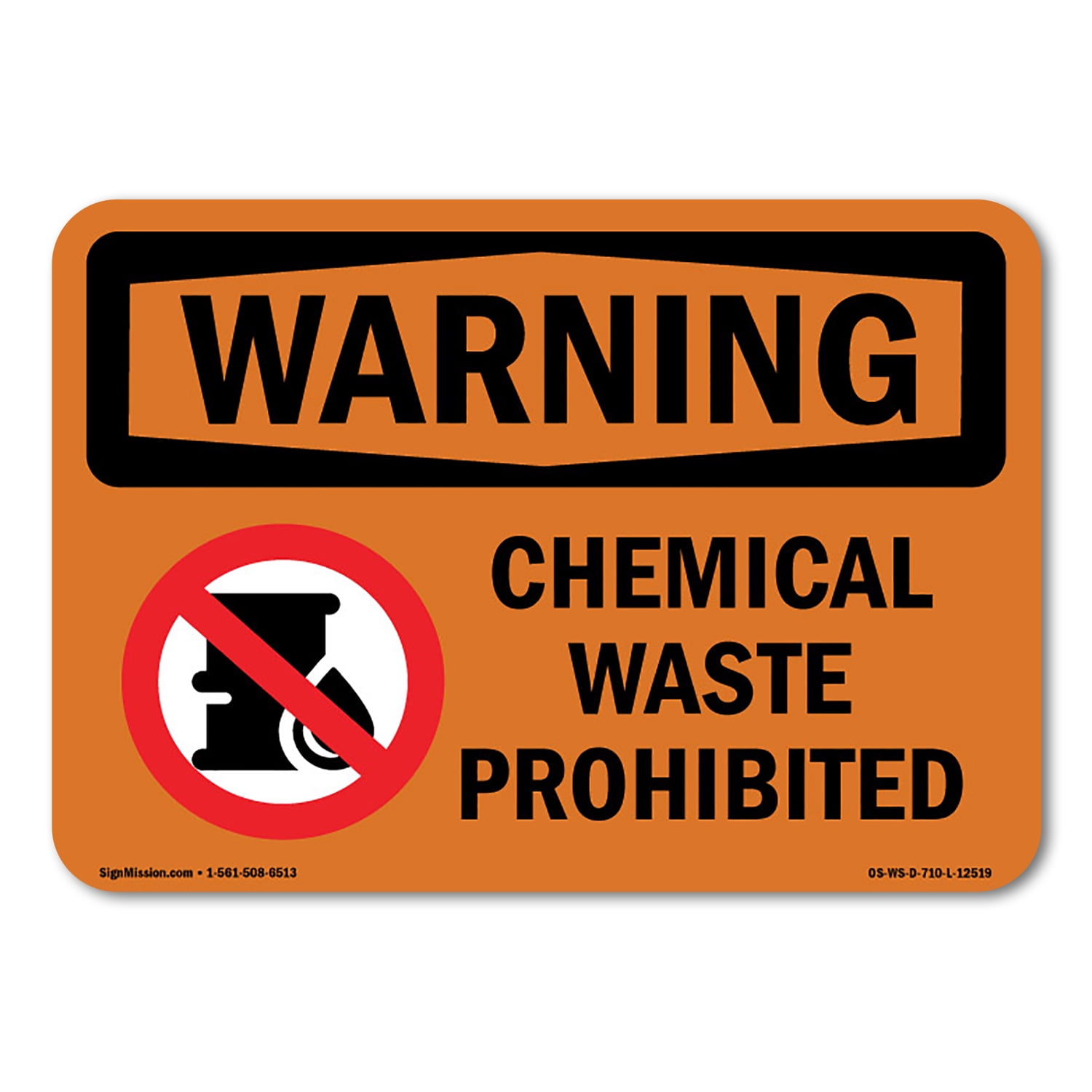 OSHA WARNING Sign - Chemical Waste Prohibited | Plastic Sign | Protect ...