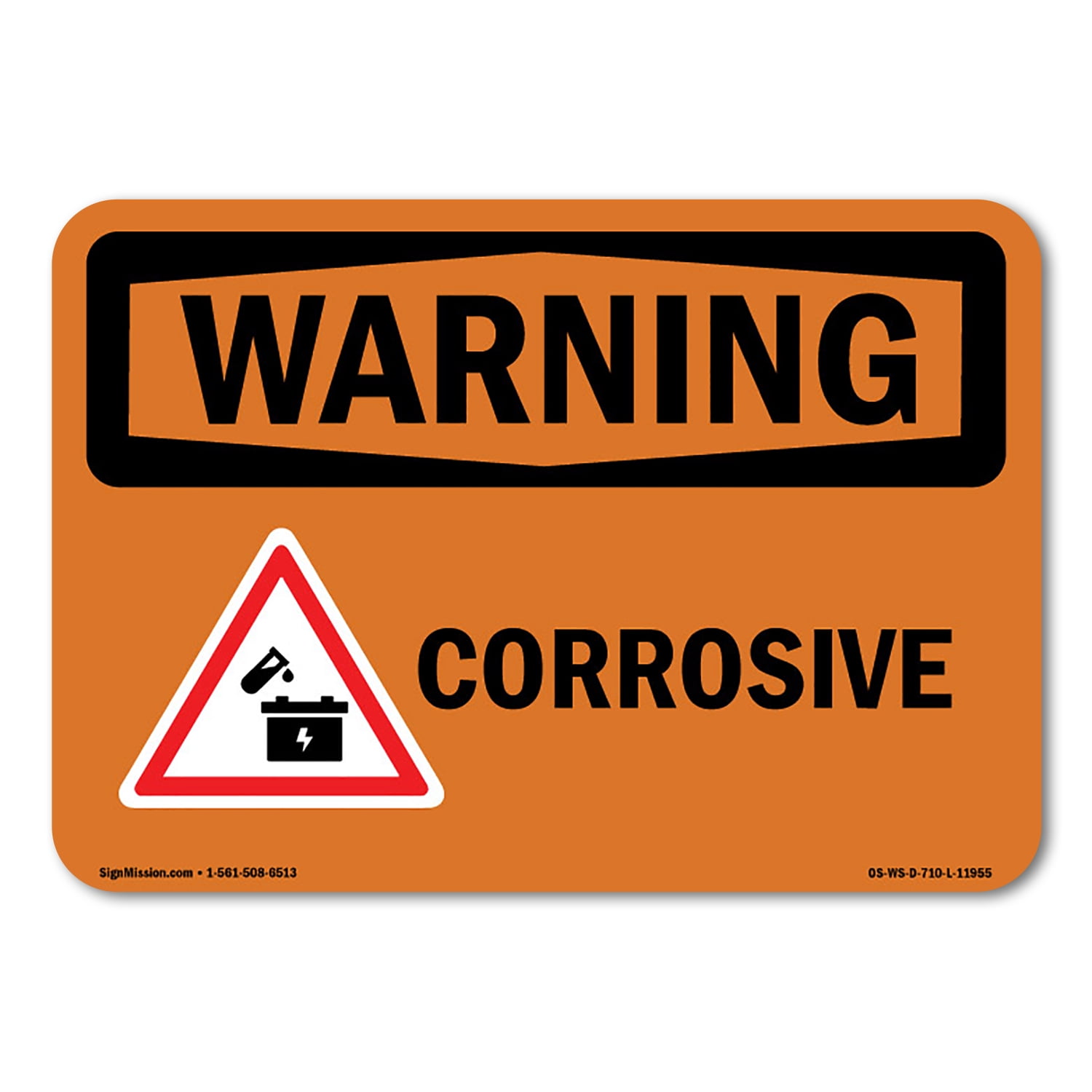 OSHA WARNING Sign - Corrosive | Decal | Protect Your Business ...