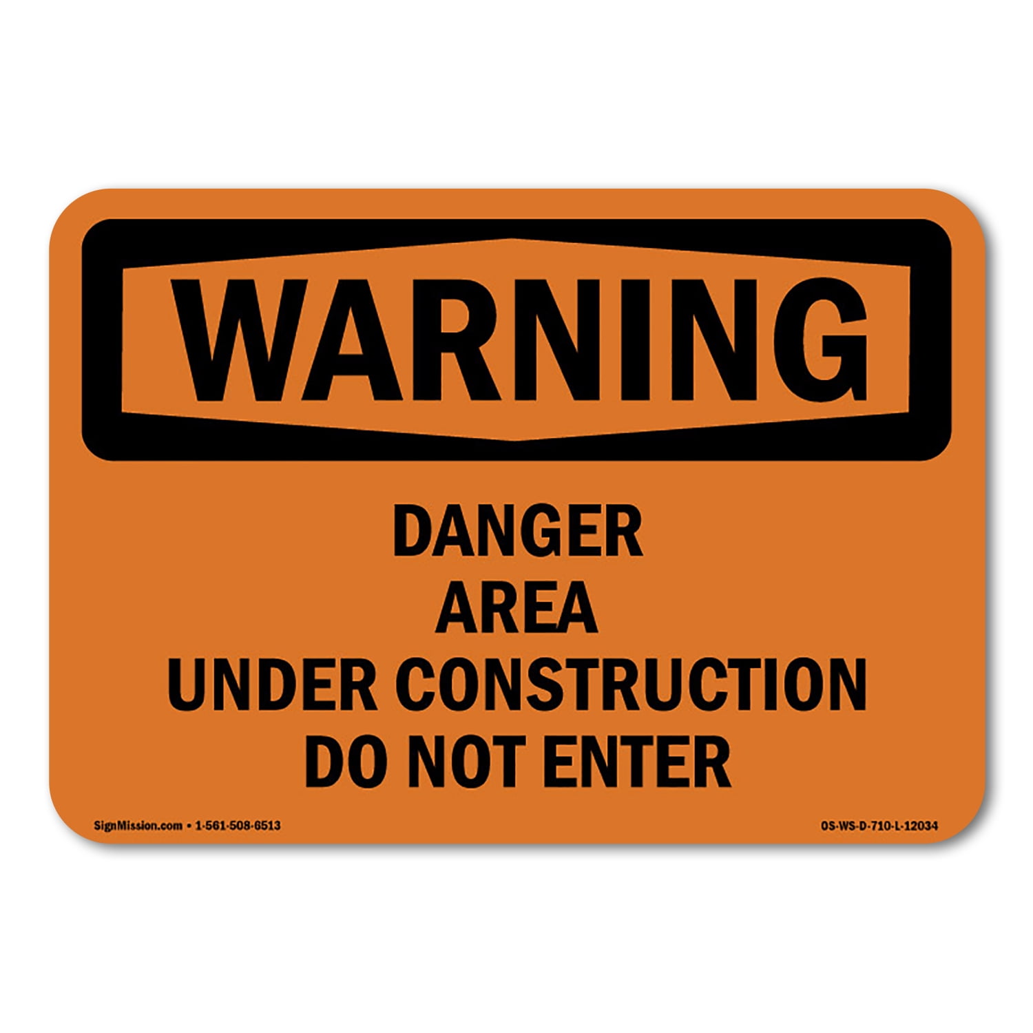 OSHA WARNING Sign - Danger Area Under Construction Do Not Enter | Decal ...