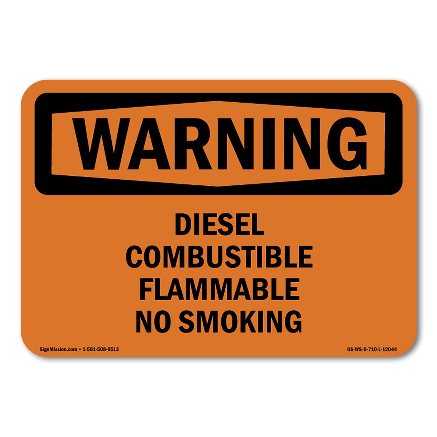 OSHA WARNING Sign - Diesel Combustible Flammable No Smoking | Plastic ...