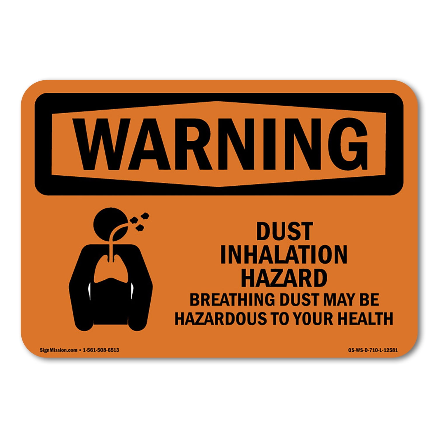 OSHA WARNING Sign - Dust Inhalation Hazard | Plastic Sign | Protect ...