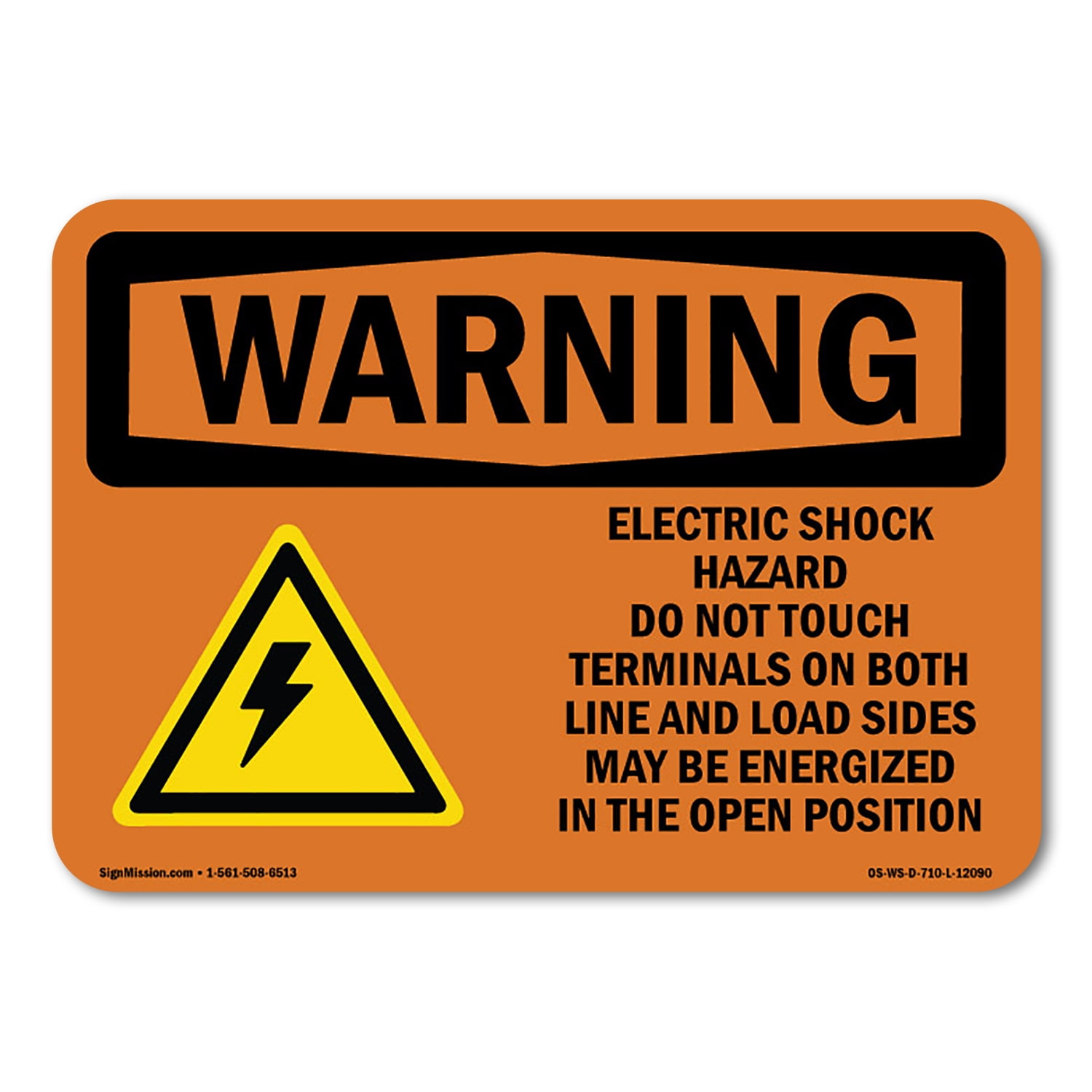 OSHA WARNING Sign - Electric Shock Hazard Do Not With Symbol | Plastic ...