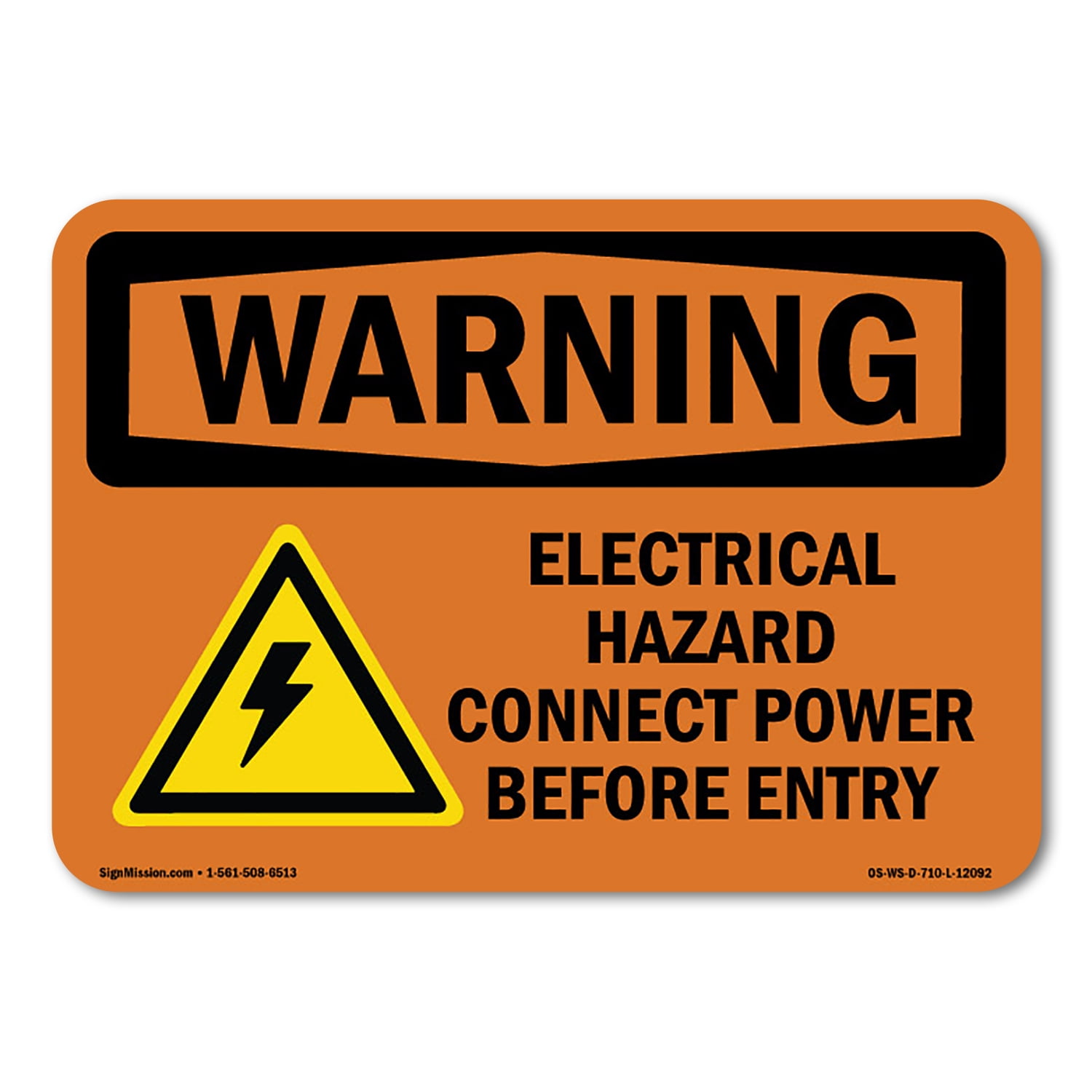 OSHA WARNING Sign - Electrical Hazard Disconnect With Symbol | Plastic ...