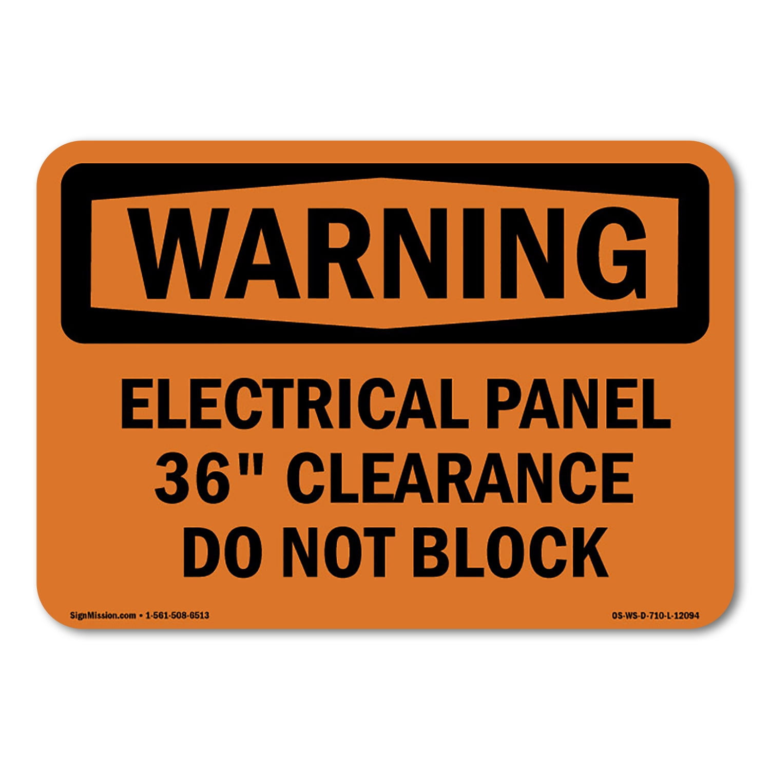 OSHA WARNING Sign - Electrical Panel 36 Clearance Do Not Block ...