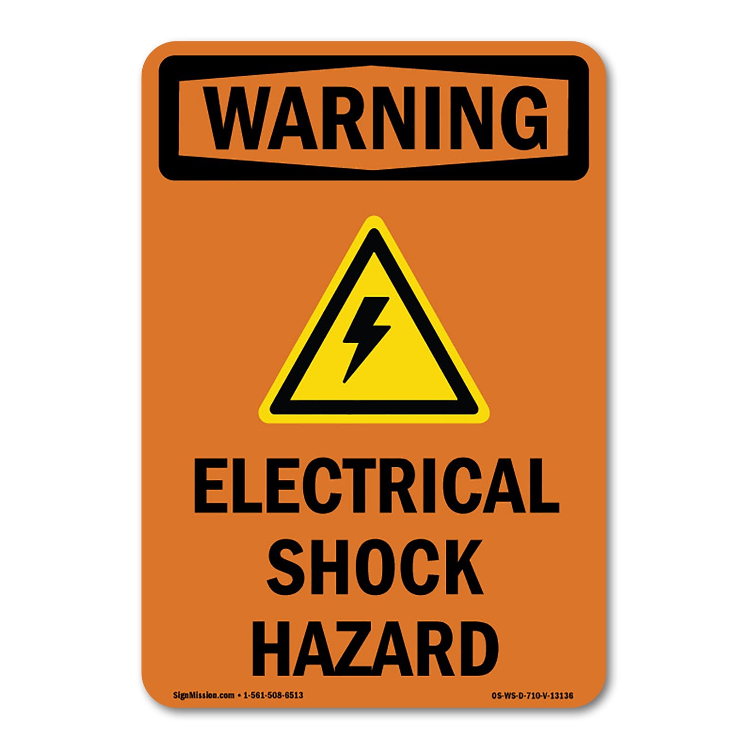 OSHA WARNING Sign - Electrical Shock Hazard With Symbol | Decal ...