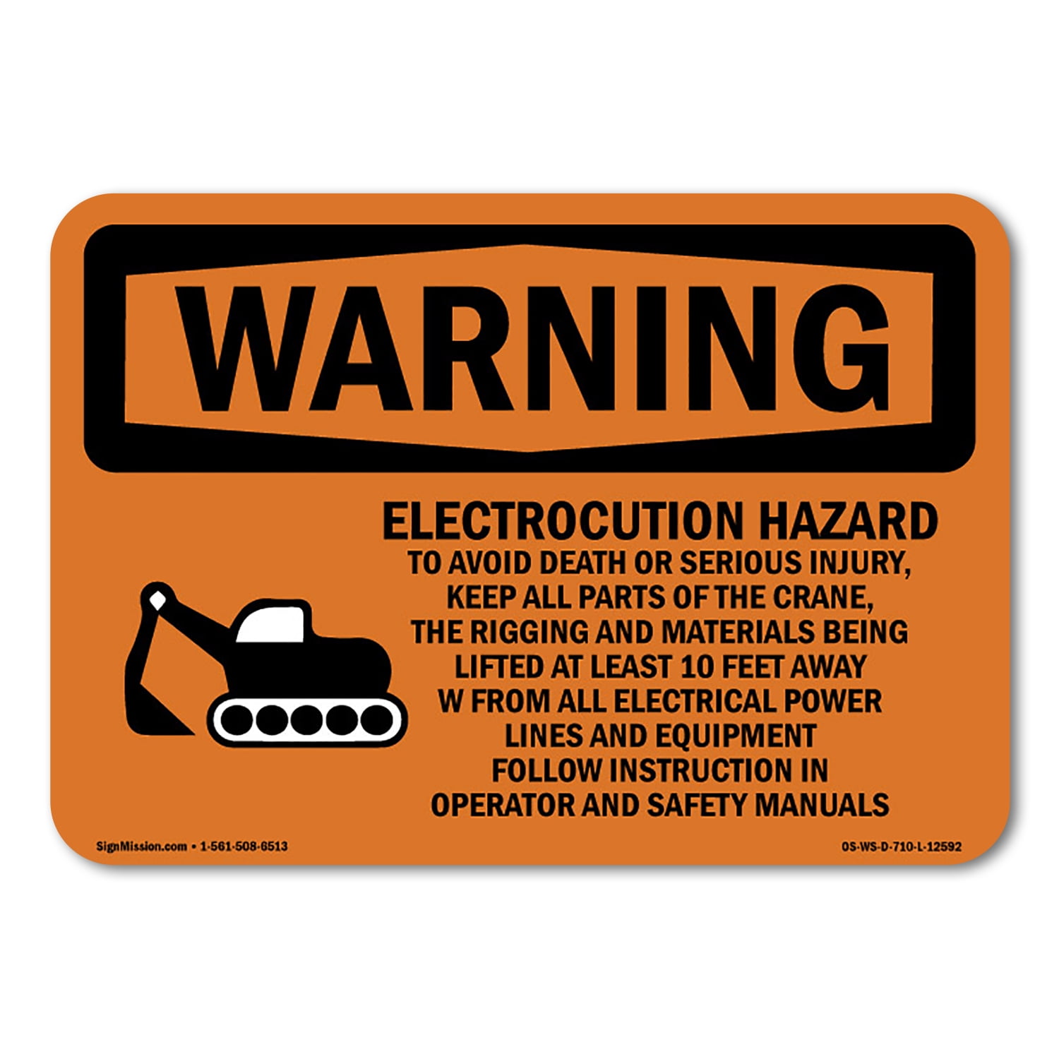 OSHA WARNING Sign - Electrocution Hazard Crane | Plastic Sign | Protect ...