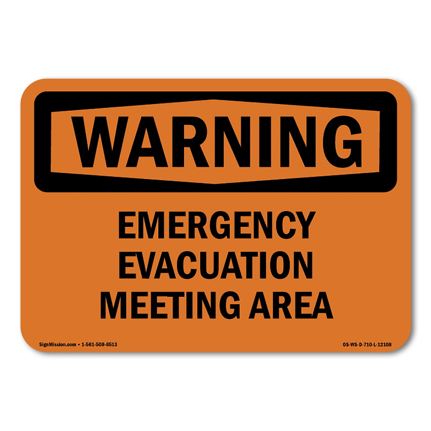 OSHA WARNING Sign - Emergency Evacuation Meeting Area | Decal | Protect ...