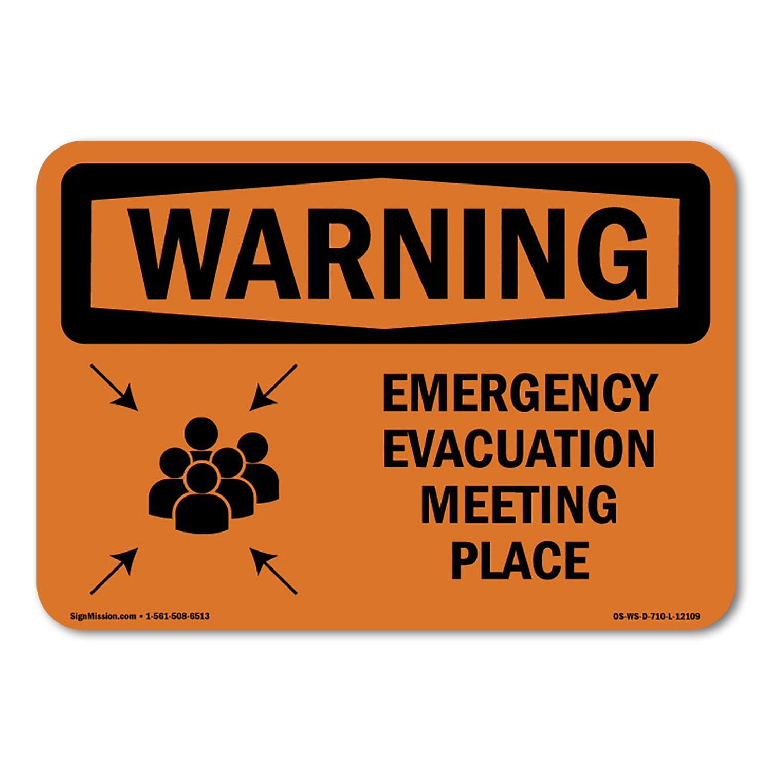 OSHA WARNING Sign - Emergency Evacuation Meeting Place With Symbol ...