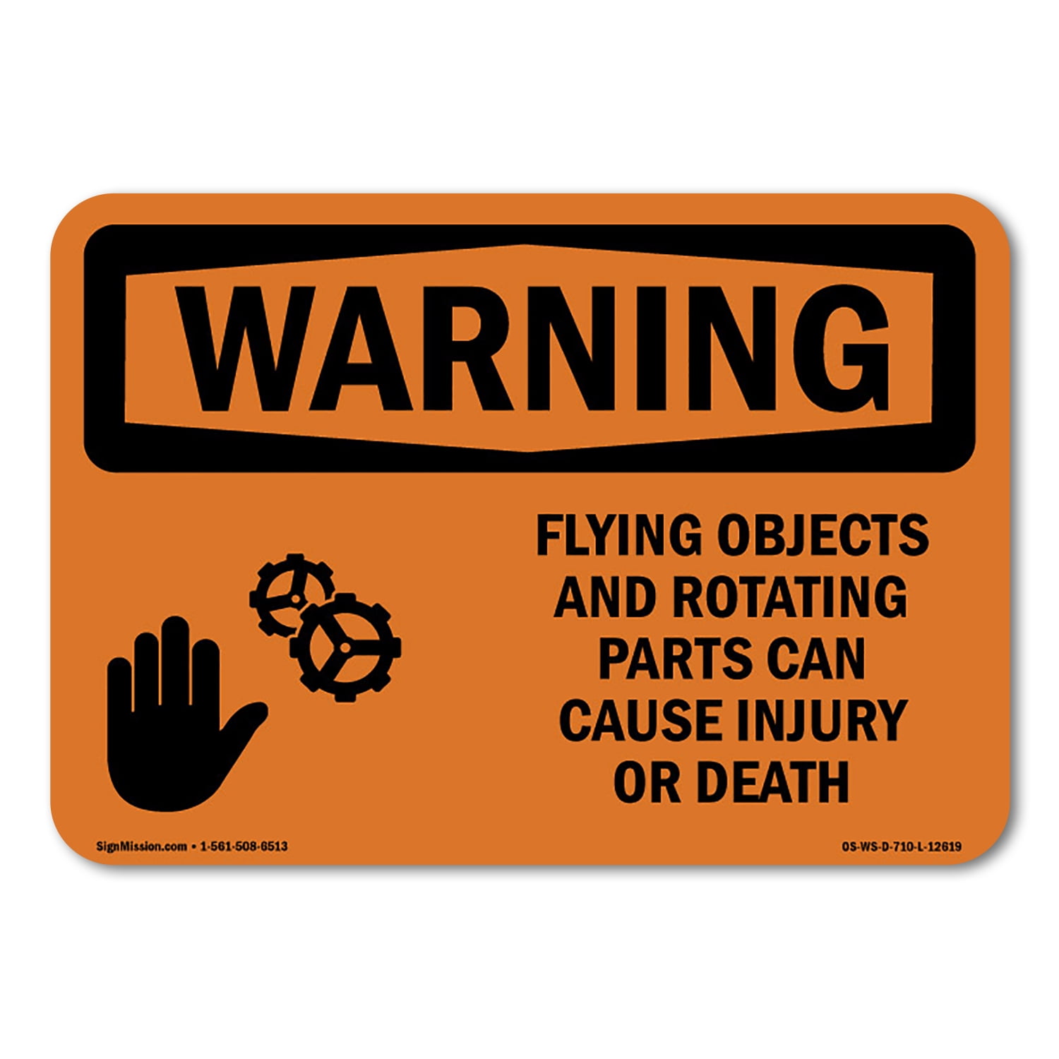 OSHA WARNING Sign - Flying Objects And Rotating Parts | Plastic Sign ...