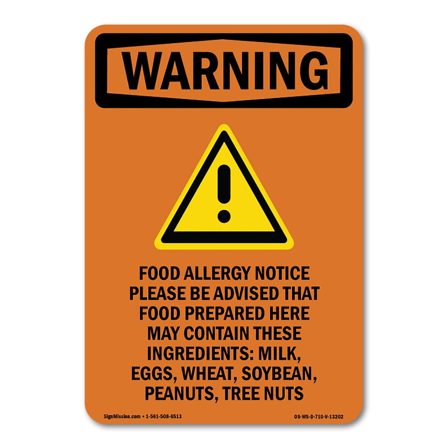 OSHA WARNING Sign - Food Allergy Notice With Symbol | Decal | Protect ...