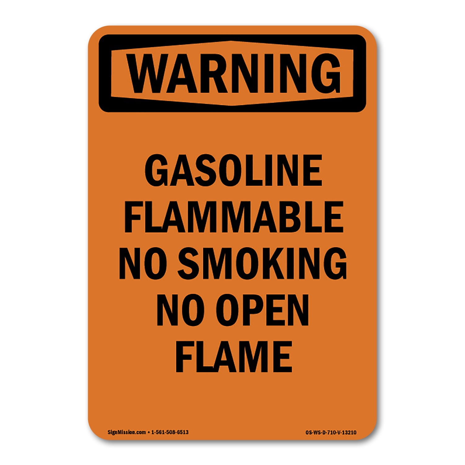 OSHA WARNING Sign - Gasoline Flammable No Smoking | Peel And Stick Wall ...