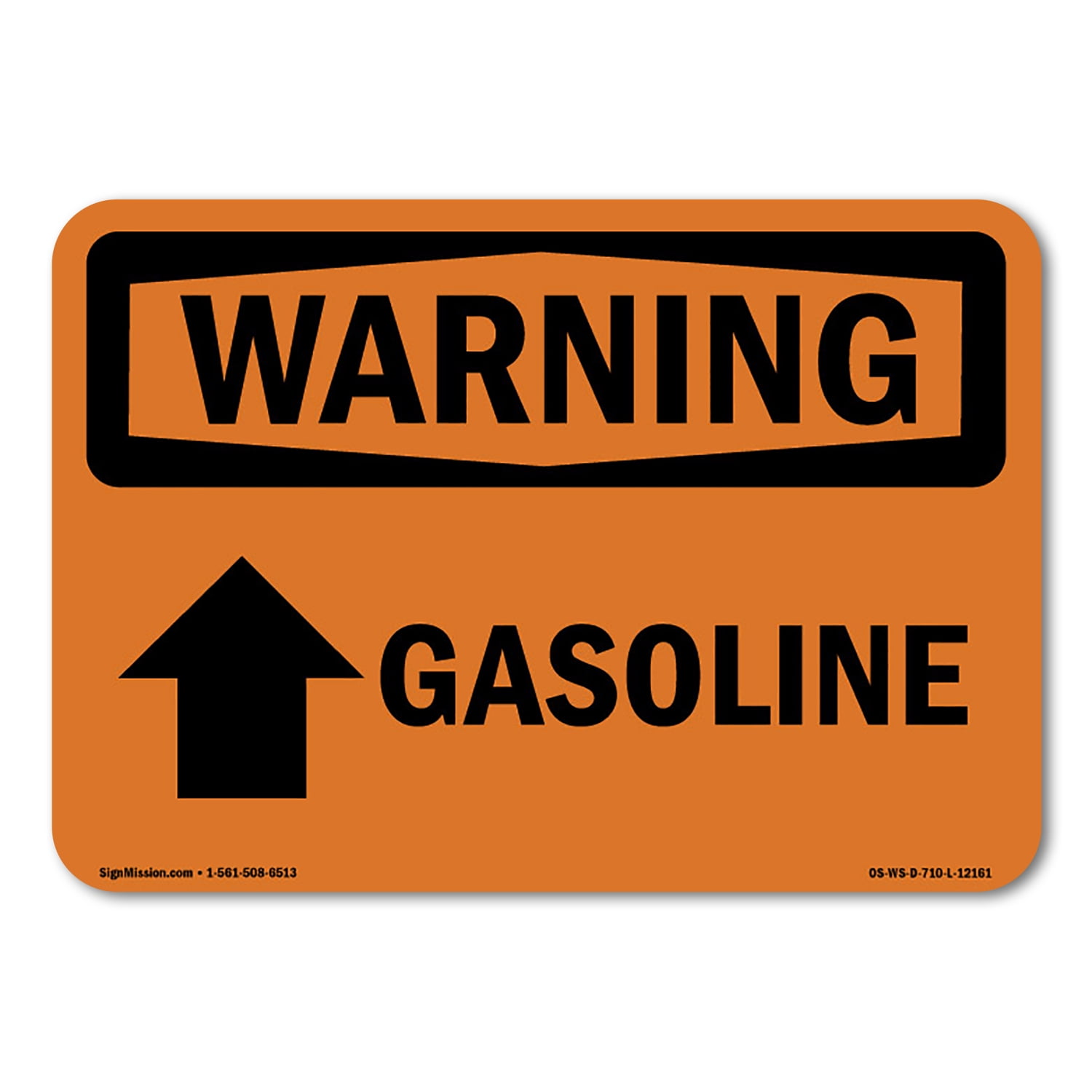 OSHA WARNING Sign - Gasoline [Up Arrow] With Symbol | Plastic Sign ...