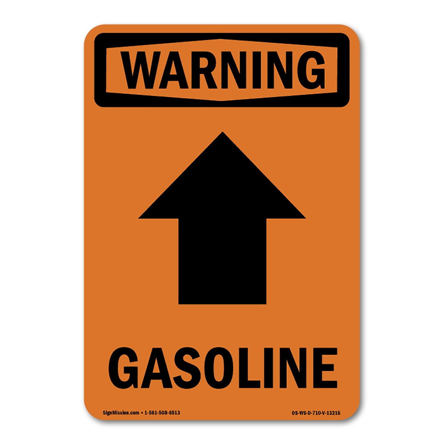 OSHA WARNING Sign - Gasoline [Up Arrow] With Symbol | Decal | Protect ...