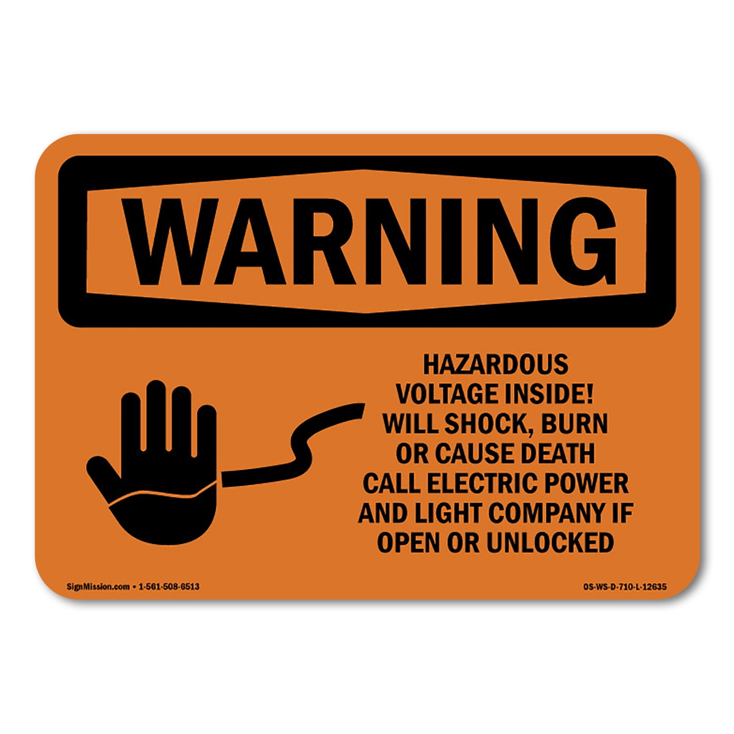 OSHA WARNING Sign - Hazardous Voltage Will Shock Burn Death | Plastic ...