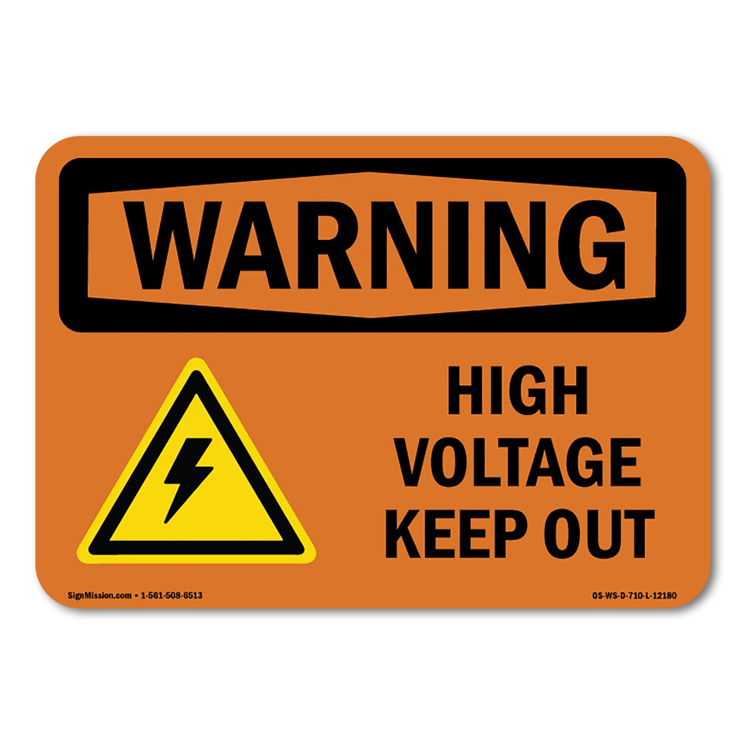 OSHA WARNING Sign - High Voltage Keep Out With Symbol | Decal | Protect ...