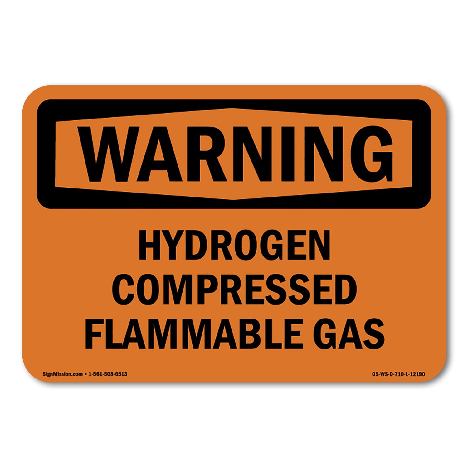 OSHA WARNING Sign - Hydrogen Compressed Flammable Gas | Decal | Protect ...