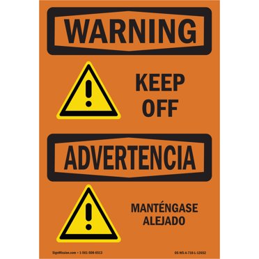 OSHA WARNING Sign - Keep Hands Feet Away Failure Bodily Injury ...