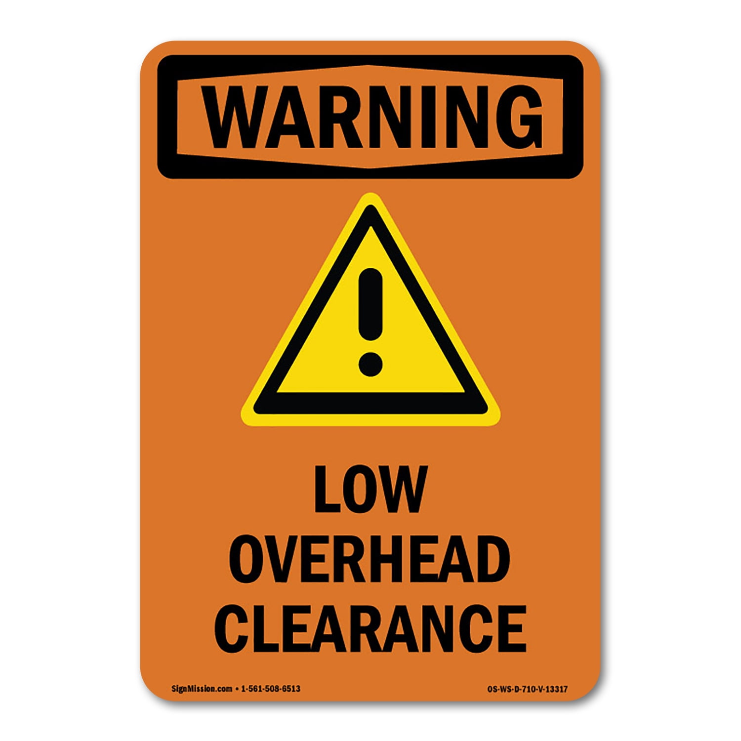 OSHA WARNING Sign - Low Overhead Clearance With Symbol | Decal ...