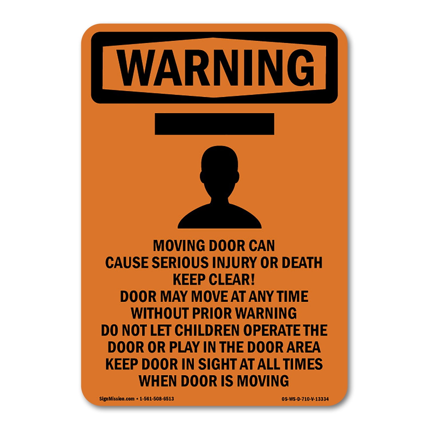 OSHA WARNING Sign - Moving Door Can Cause With Symbol | Decal | Protect ...