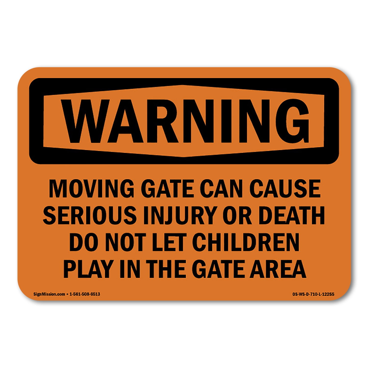 OSHA WARNING Sign - Moving Gate Can Cause Serious Injury Or | Decal ...