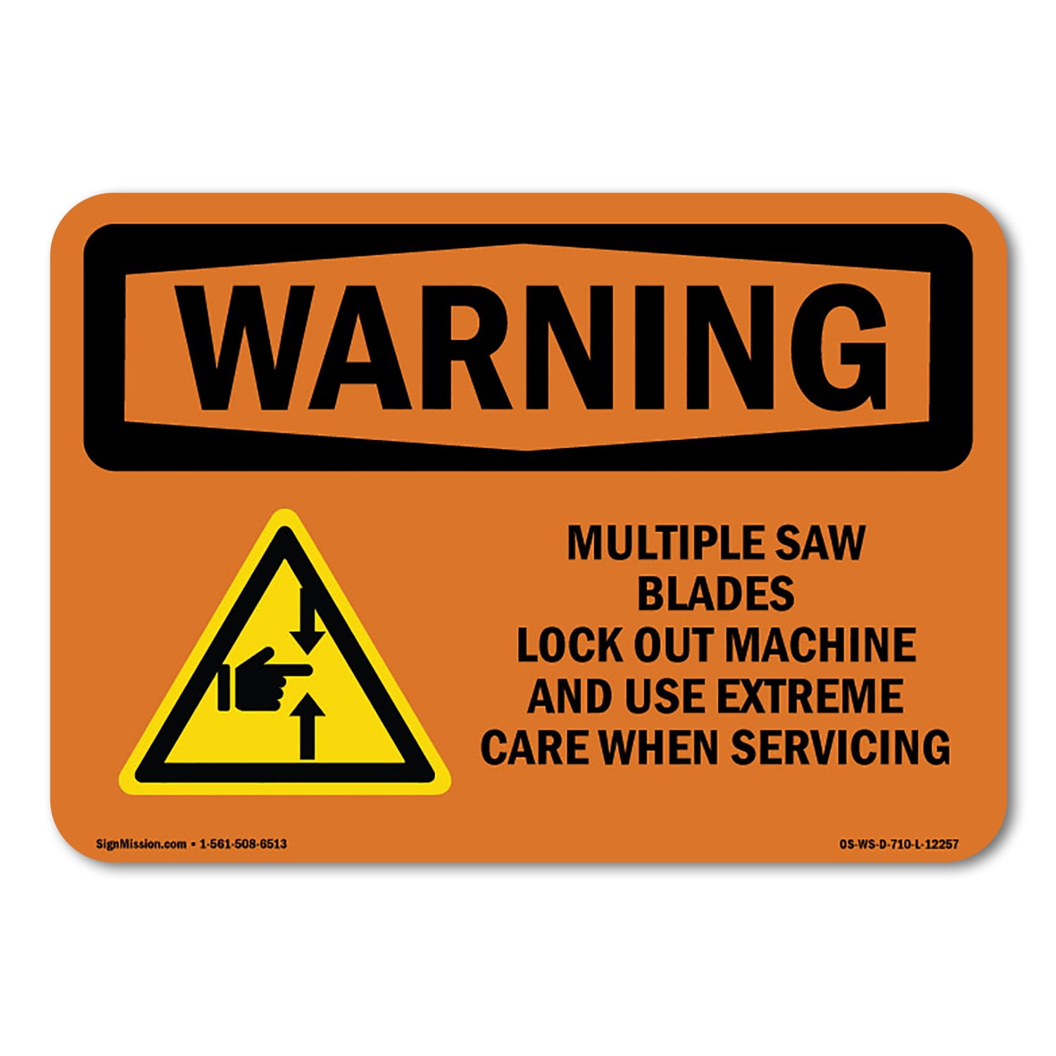 OSHA WARNING Sign - Multiple Saw Blades Lock Out With Symbol | Decal ...