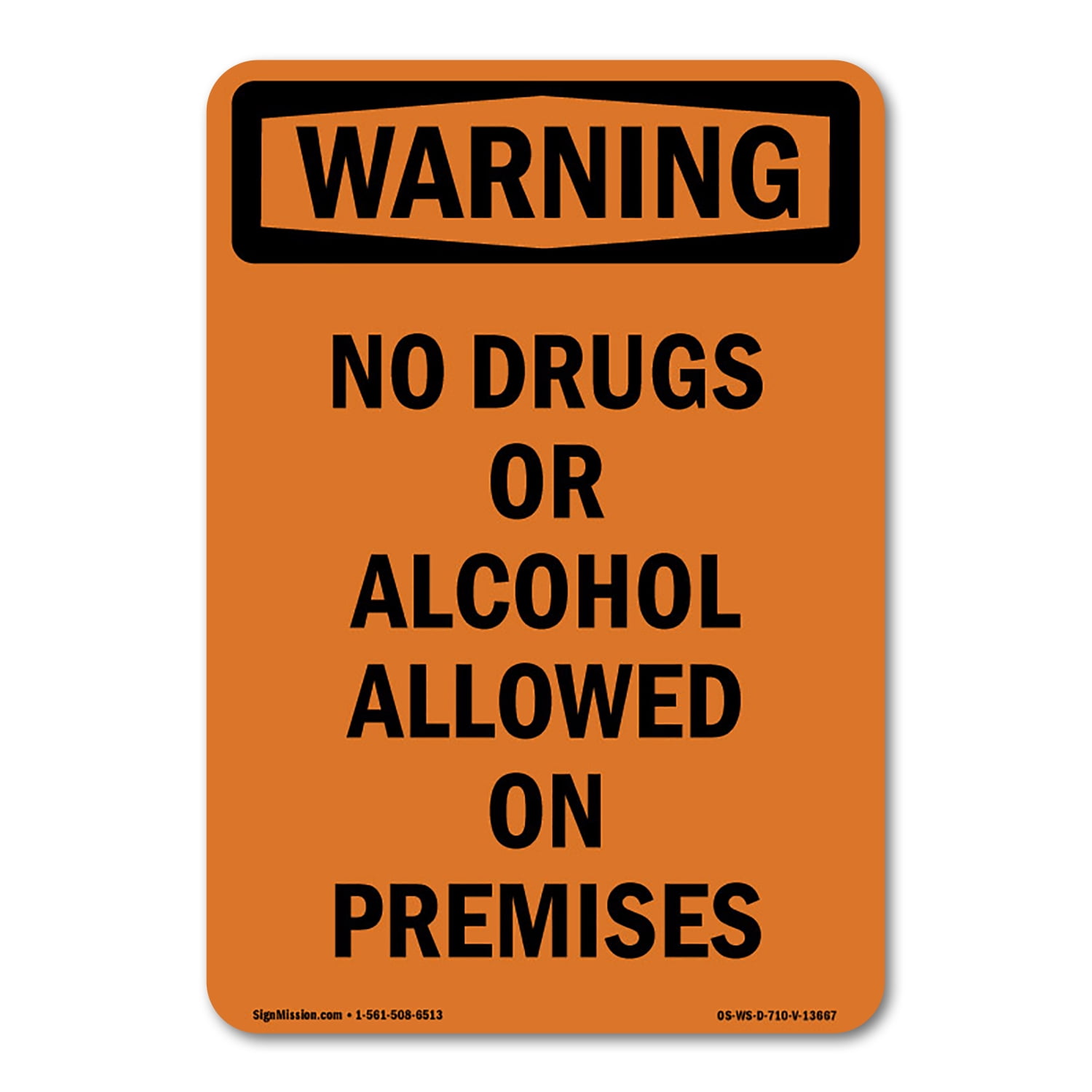 OSHA WARNING Sign - No Drugs Or Alcohol Allowed | Decal | Protect Your ...