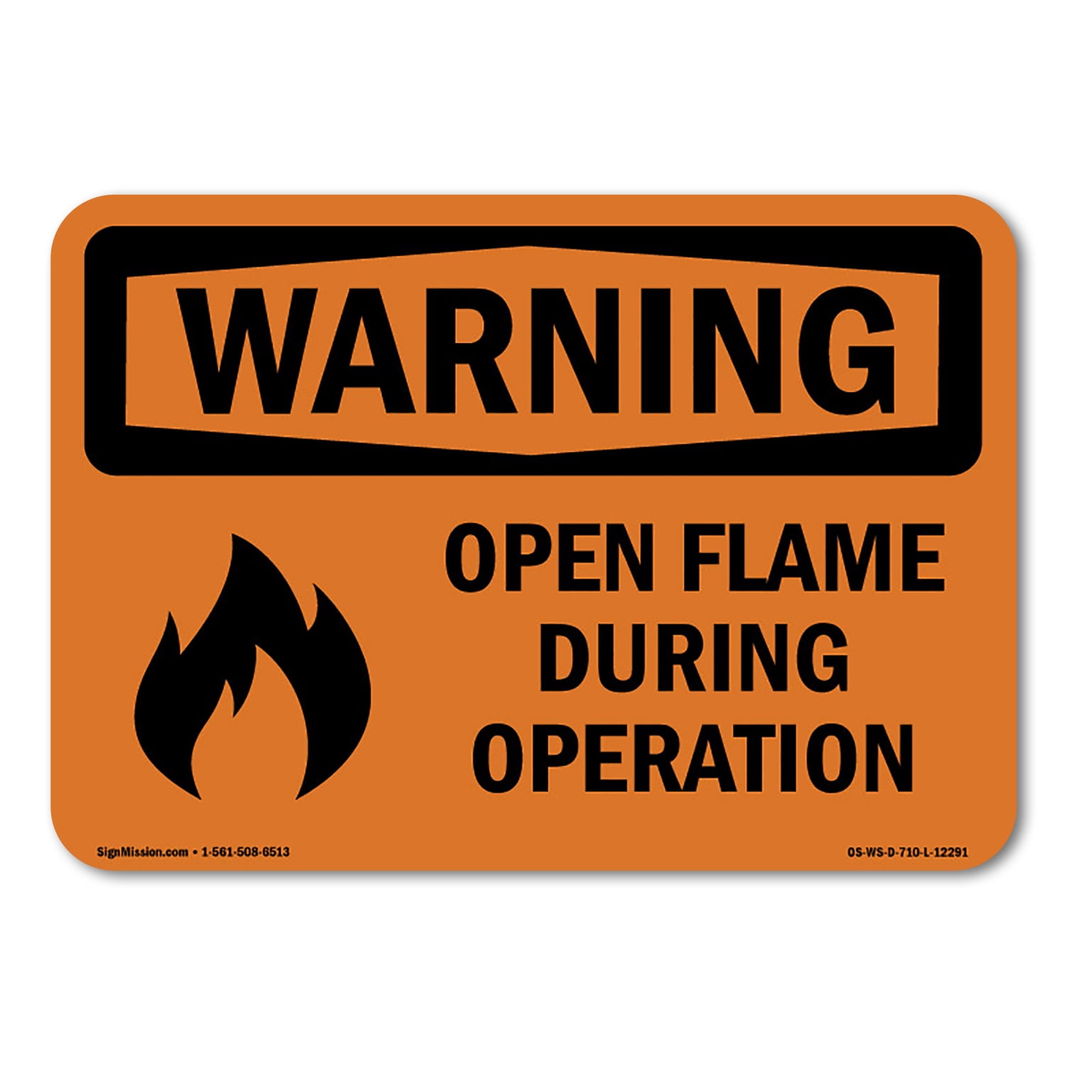 OSHA WARNING Sign - Open Flame During Operation With Symbol | Decal ...