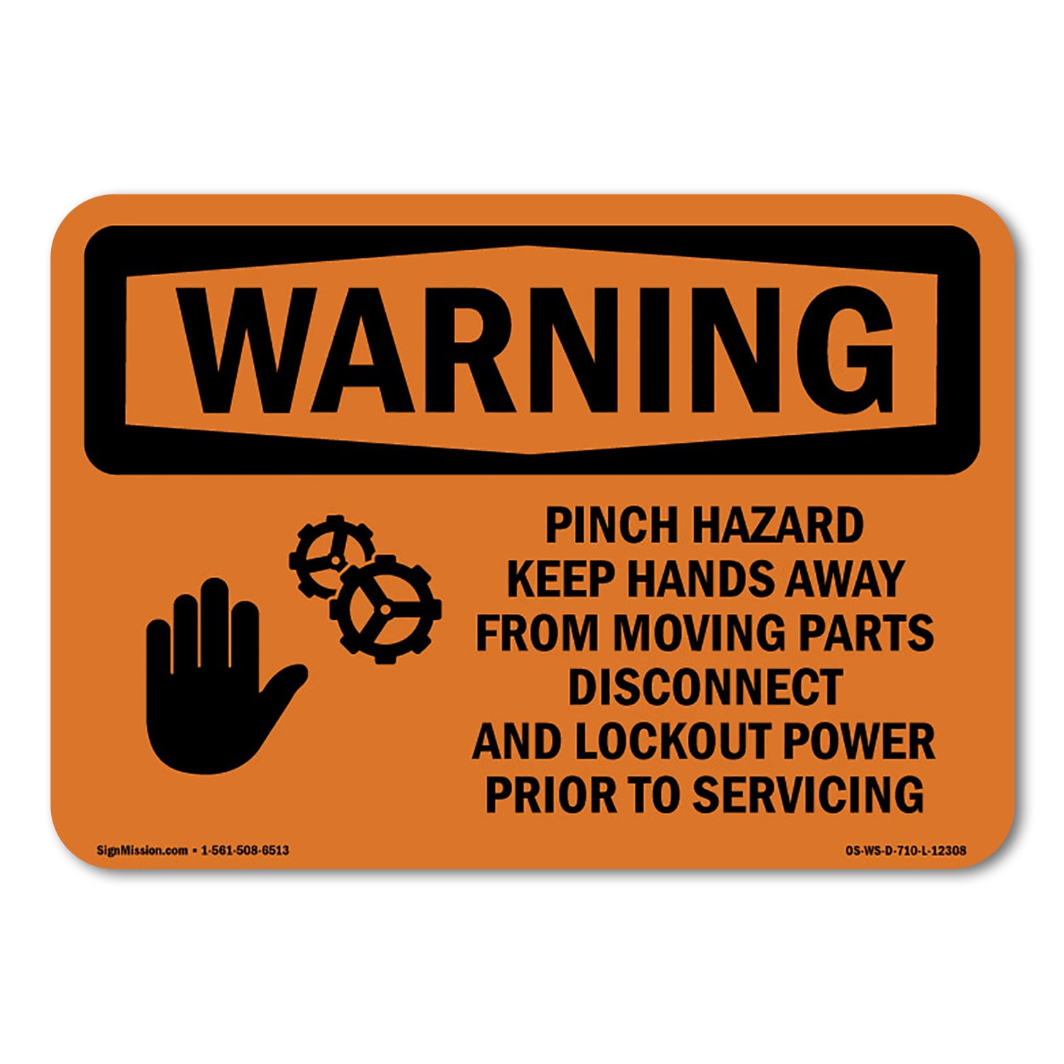OSHA WARNING Sign - Pinch Hazard Keep Hands Away With Symbol | Decal ...