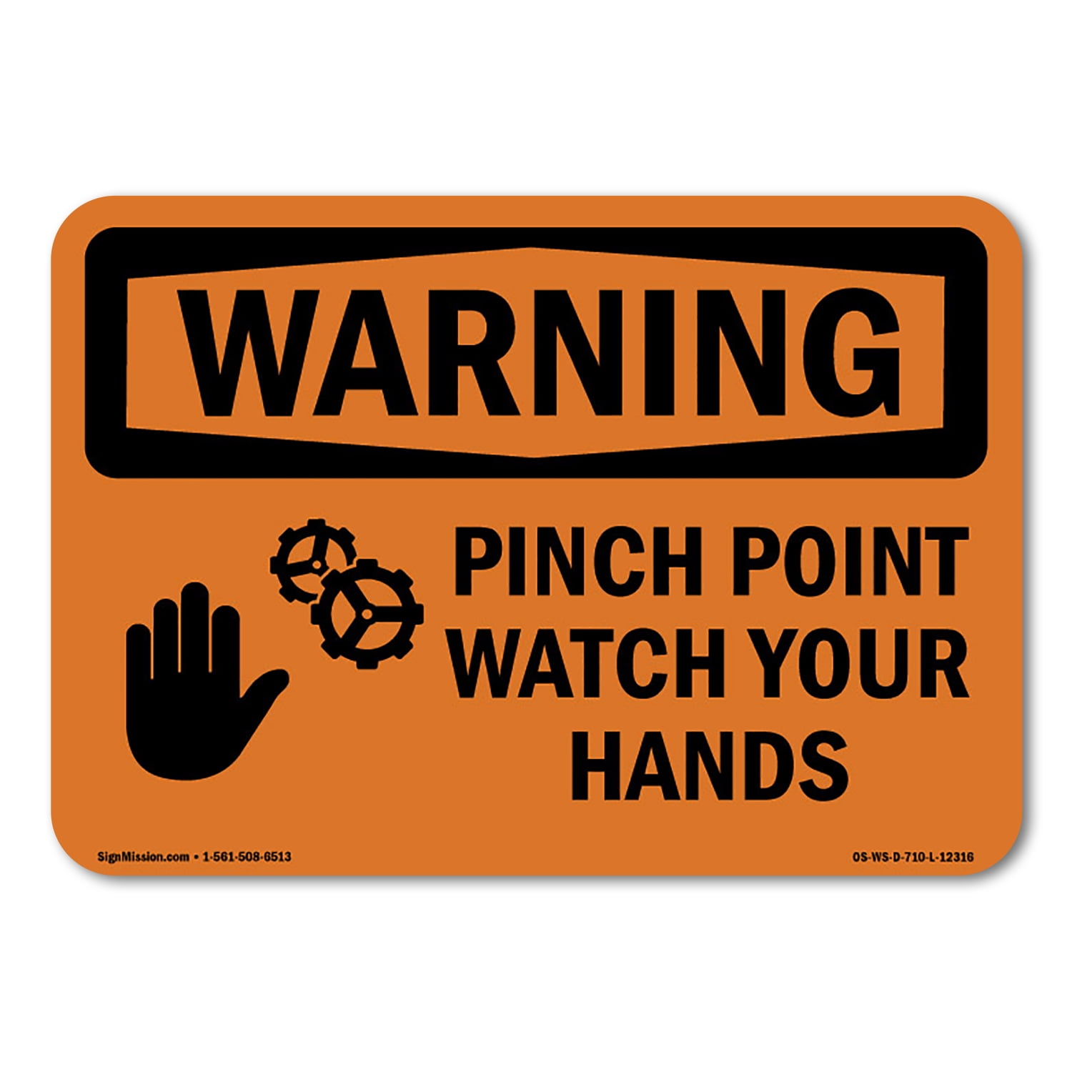 OSHA WARNING Sign - Pinch Point Watch Your Hands With Symbol | Decal ...
