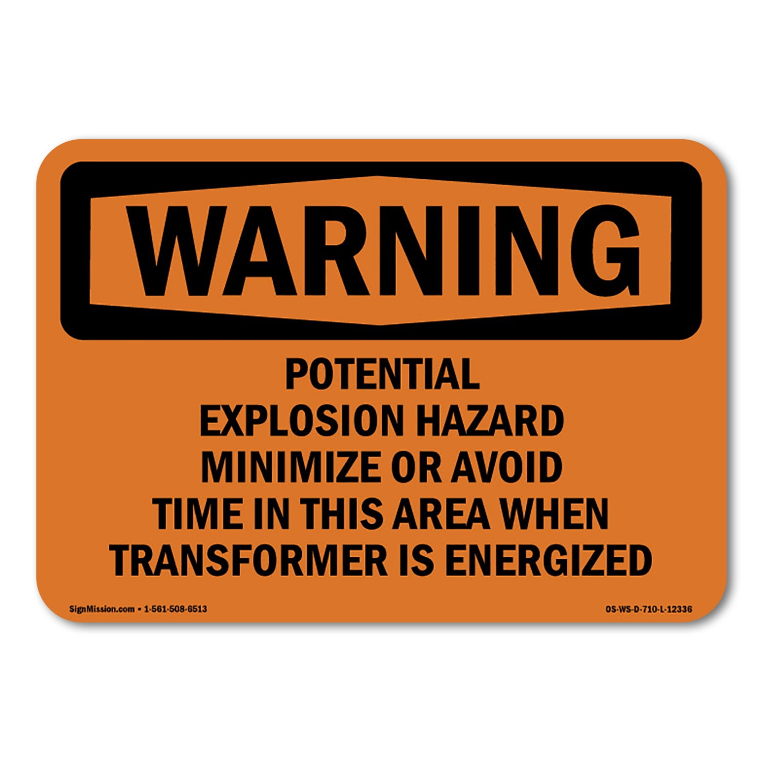 OSHA WARNING Sign - Potential Explosion Hazard Minimize Or Avoid ...