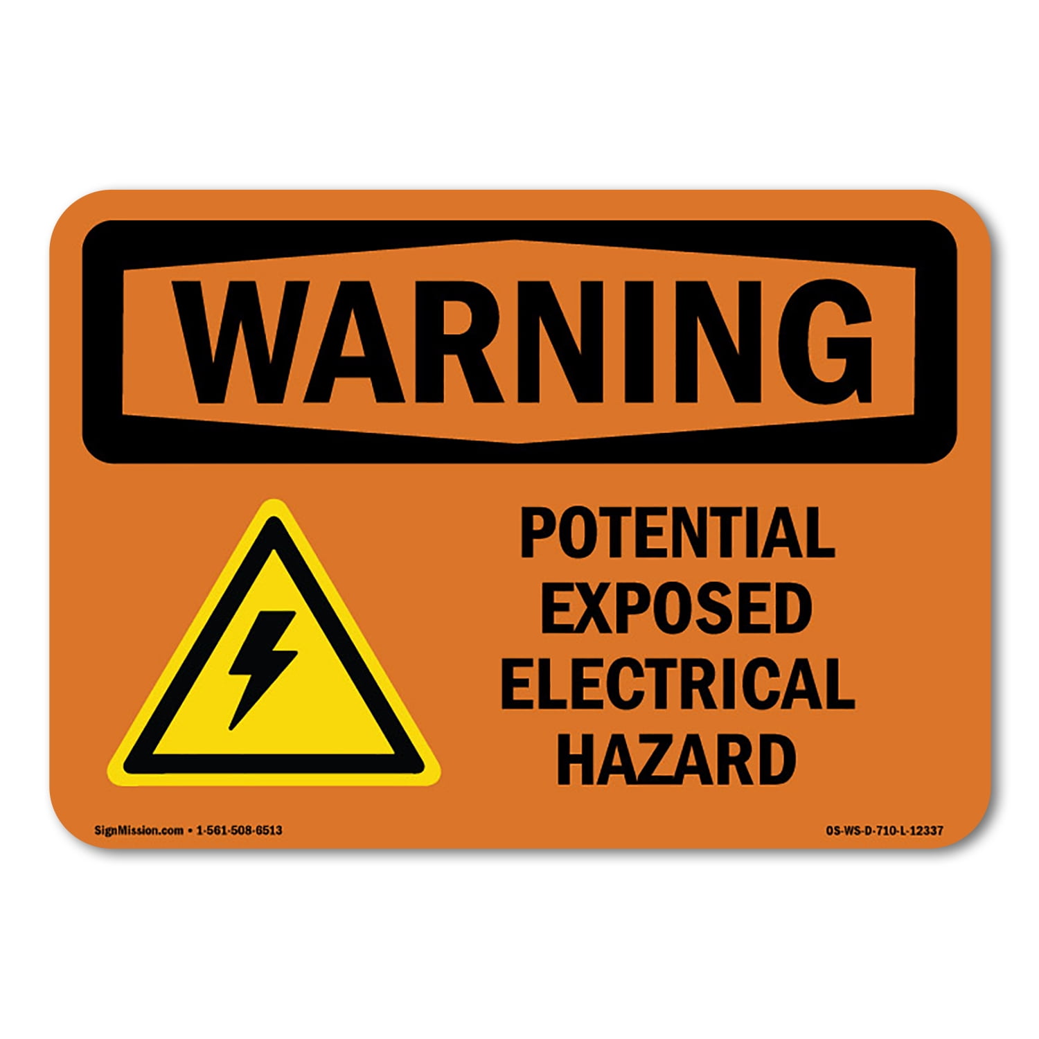 OSHA WARNING Sign - Potential Exposed Electrical Hazard With Symbol ...