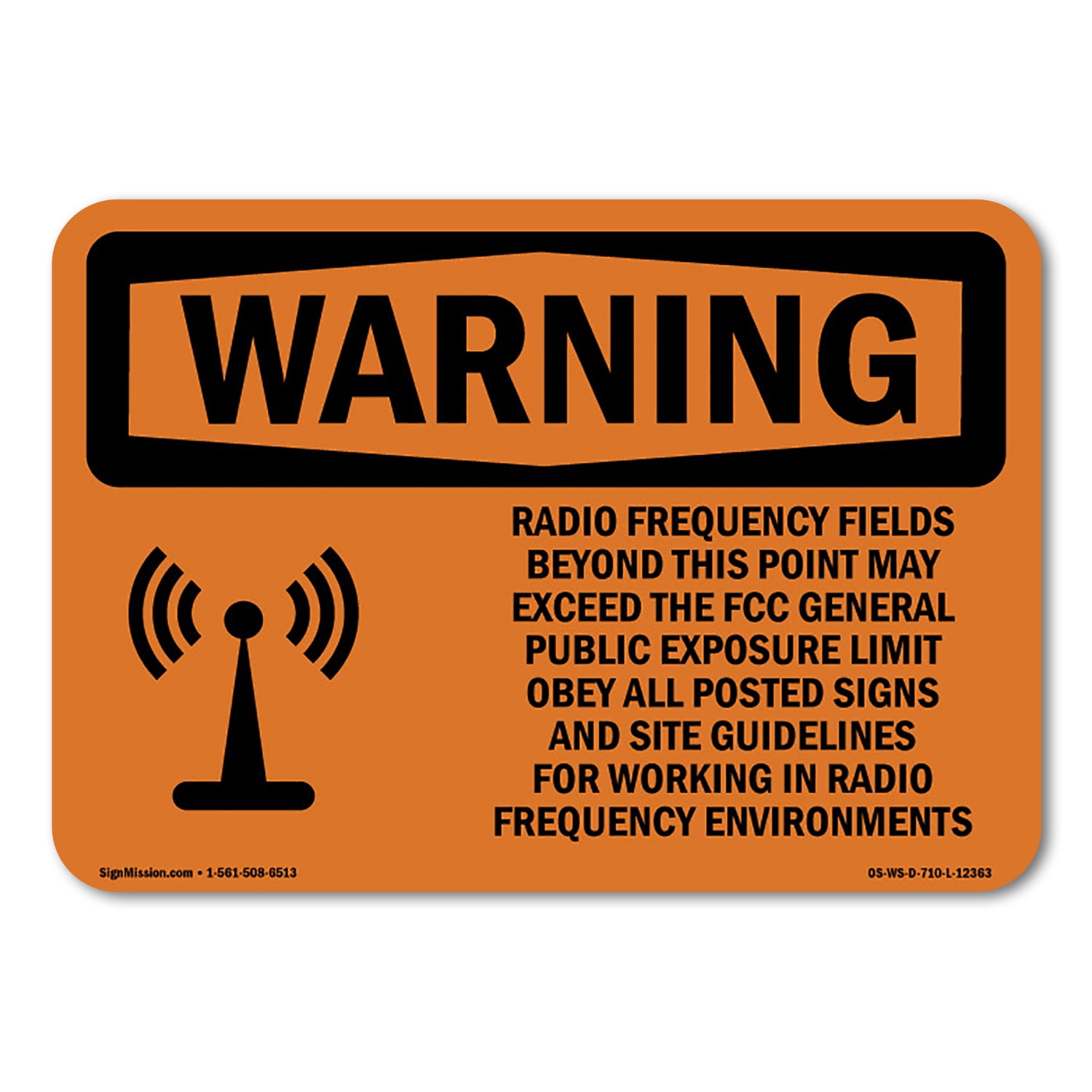OSHA WARNING Sign - Radio Frequency Fields Beyond With Symbol | Plastic ...