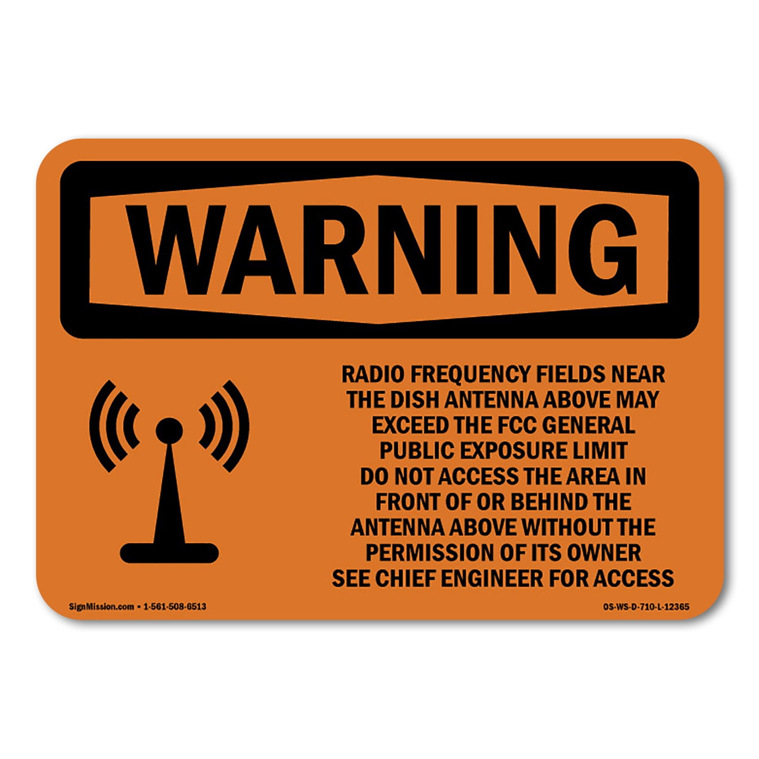 OSHA WARNING Sign - Radio Frequency Fields Near With Symbol | Decal ...