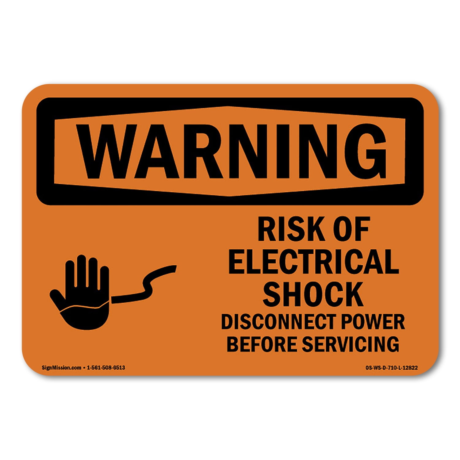 OSHA WARNING Sign - Risk Of Electrical Shock Disconnect | Plastic Sign ...
