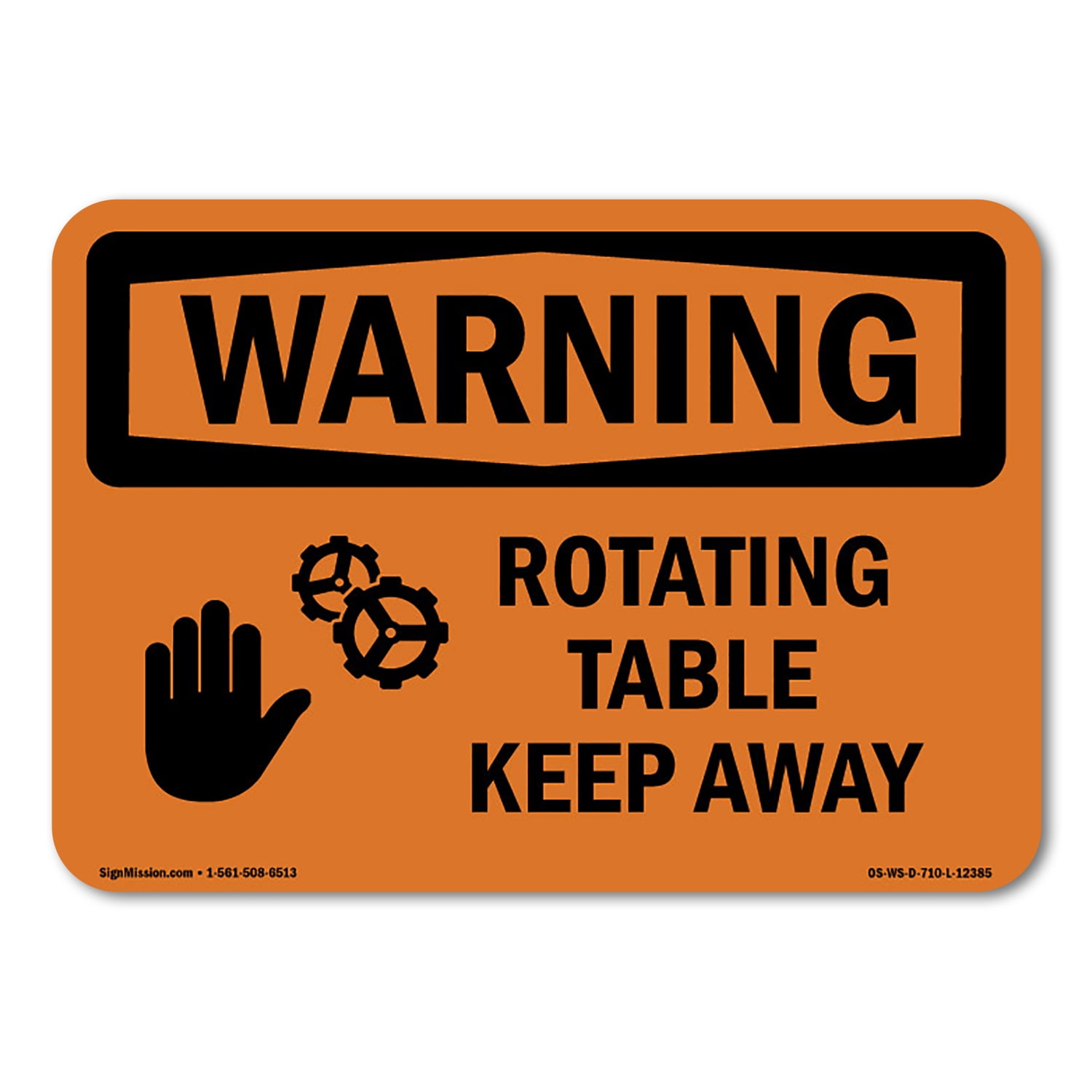 OSHA WARNING Sign - Rotating Parts Keep Away With Symbol | Plastic Sign ...