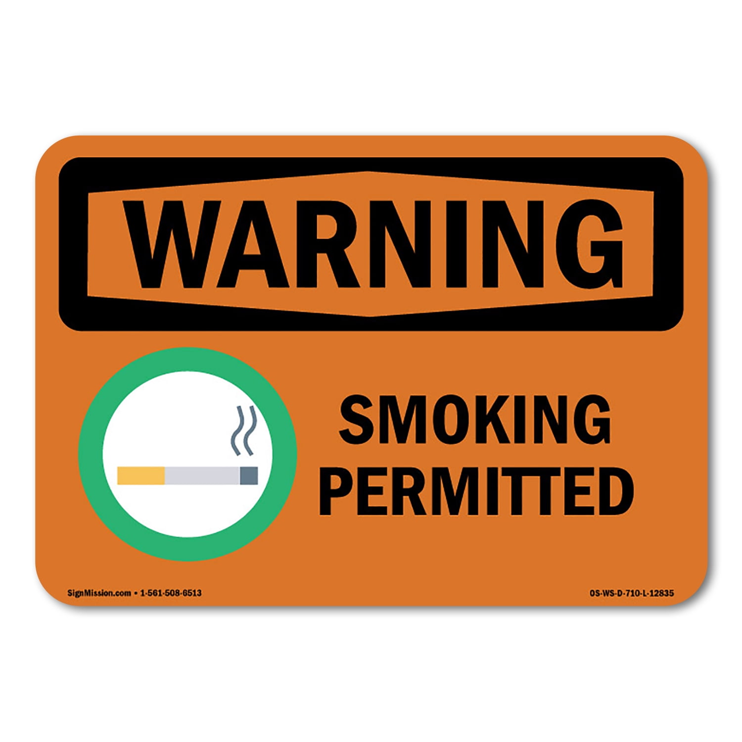OSHA WARNING Sign - Smoking Permitted | Plastic Sign | Protect Your ...