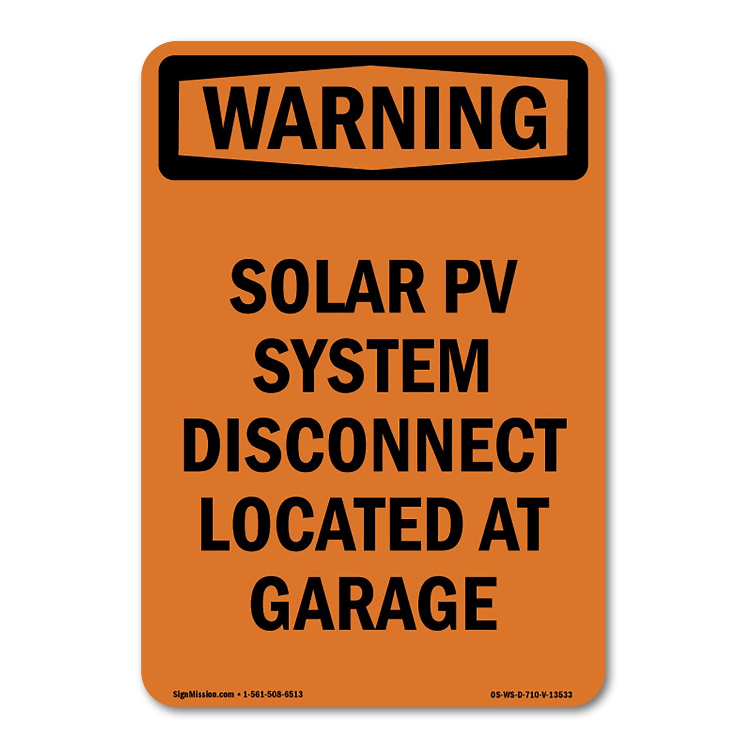 OSHA WARNING Sign - Solar PV System Disconnect Located | Decal ...