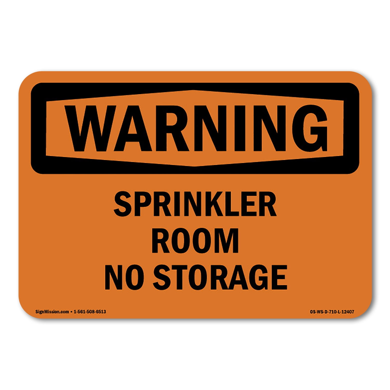OSHA WARNING Sign - Sprinkler Room No Storage | Decal | Protect Your ...