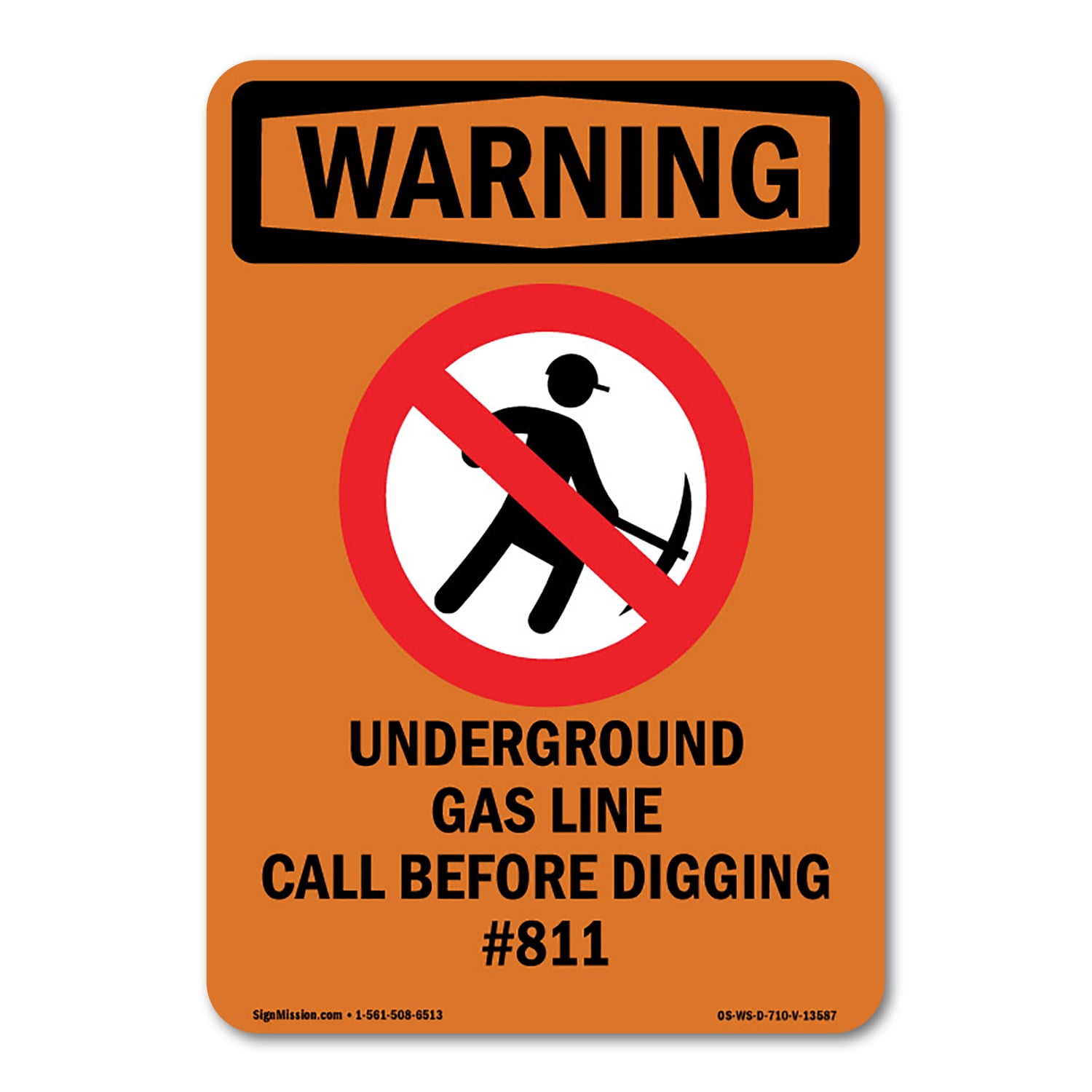 OSHA WARNING Sign - Underground Gas Line With Symbol | Decal | Protect ...