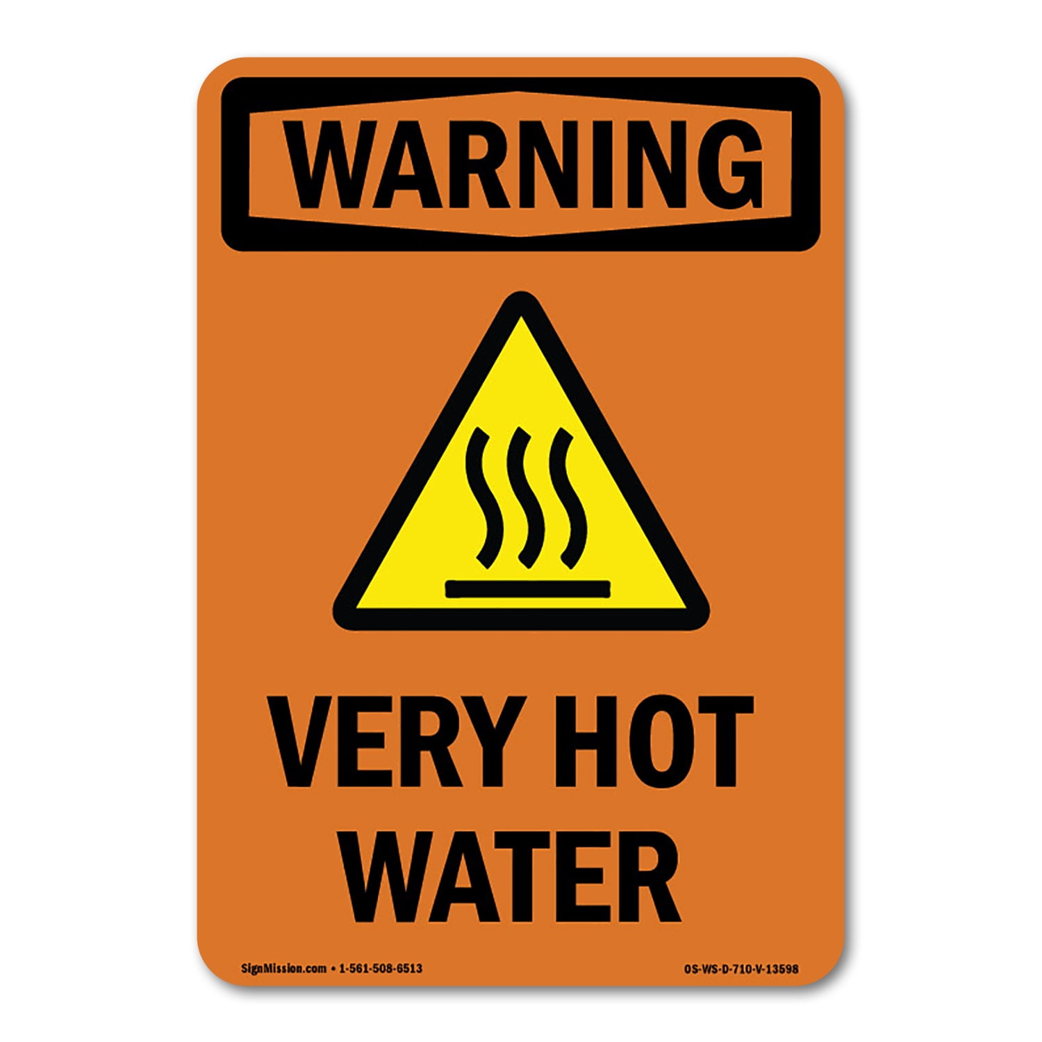 OSHA WARNING Sign - Very Hot Water With Symbol | Decal | Protect Your ...