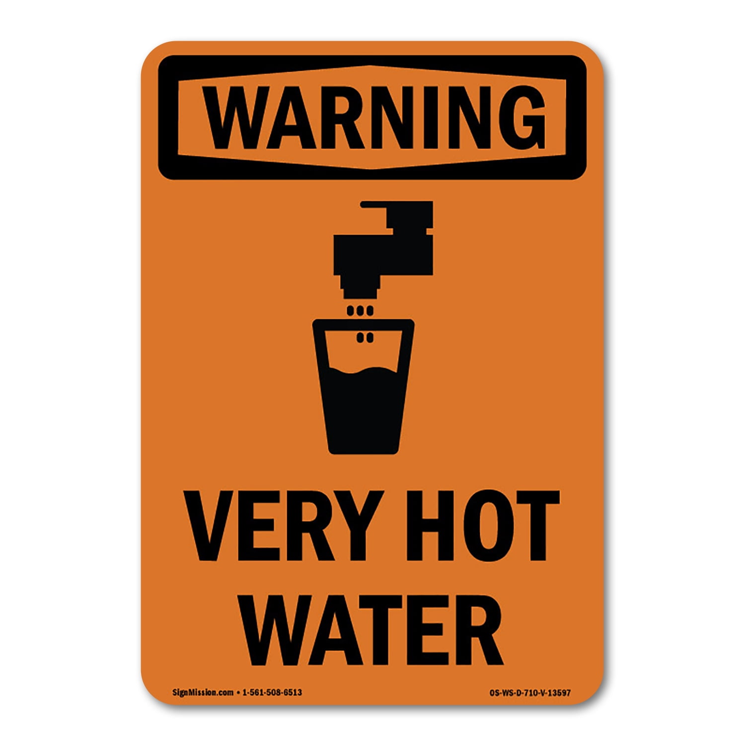 OSHA WARNING Sign - Very Hot Water With Symbol | Decal | Protect Your ...