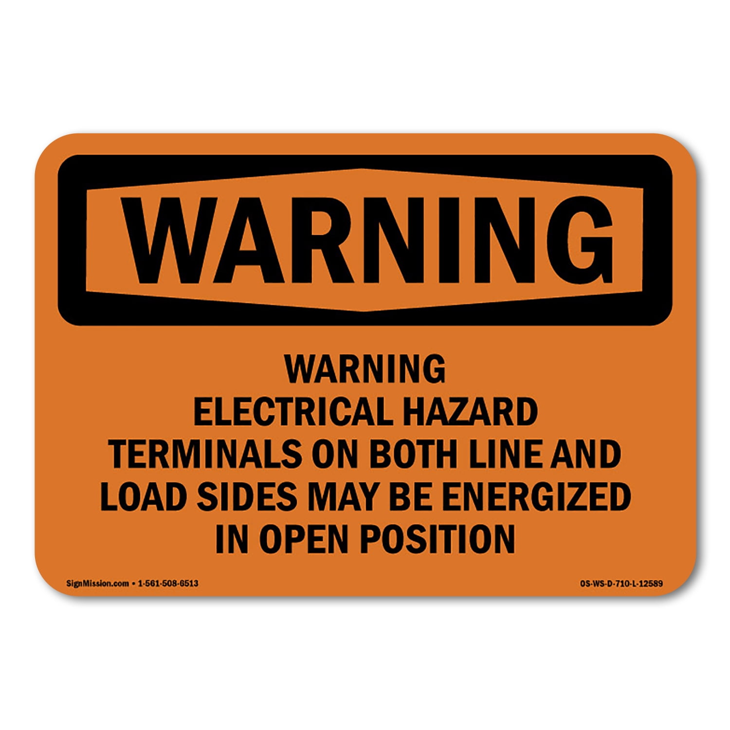 OSHA WARNING Sign - Warning Electrical Hazard Terminals On Both | Decal ...