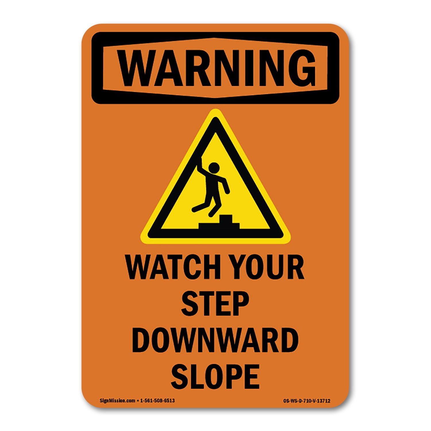 OSHA WARNING Sign - Watch Your Step Downward With Symbol | Decal ...