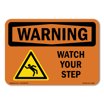 OSHA BE CAREFUL Sign - Watch Your Step With Symbol Bilingual | Decal ...