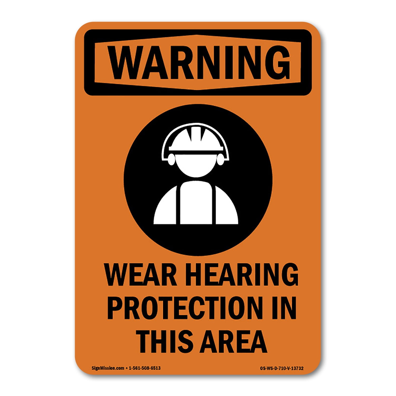 OSHA WARNING Sign - Wear Hearing Protection With Symbol | Decal ...